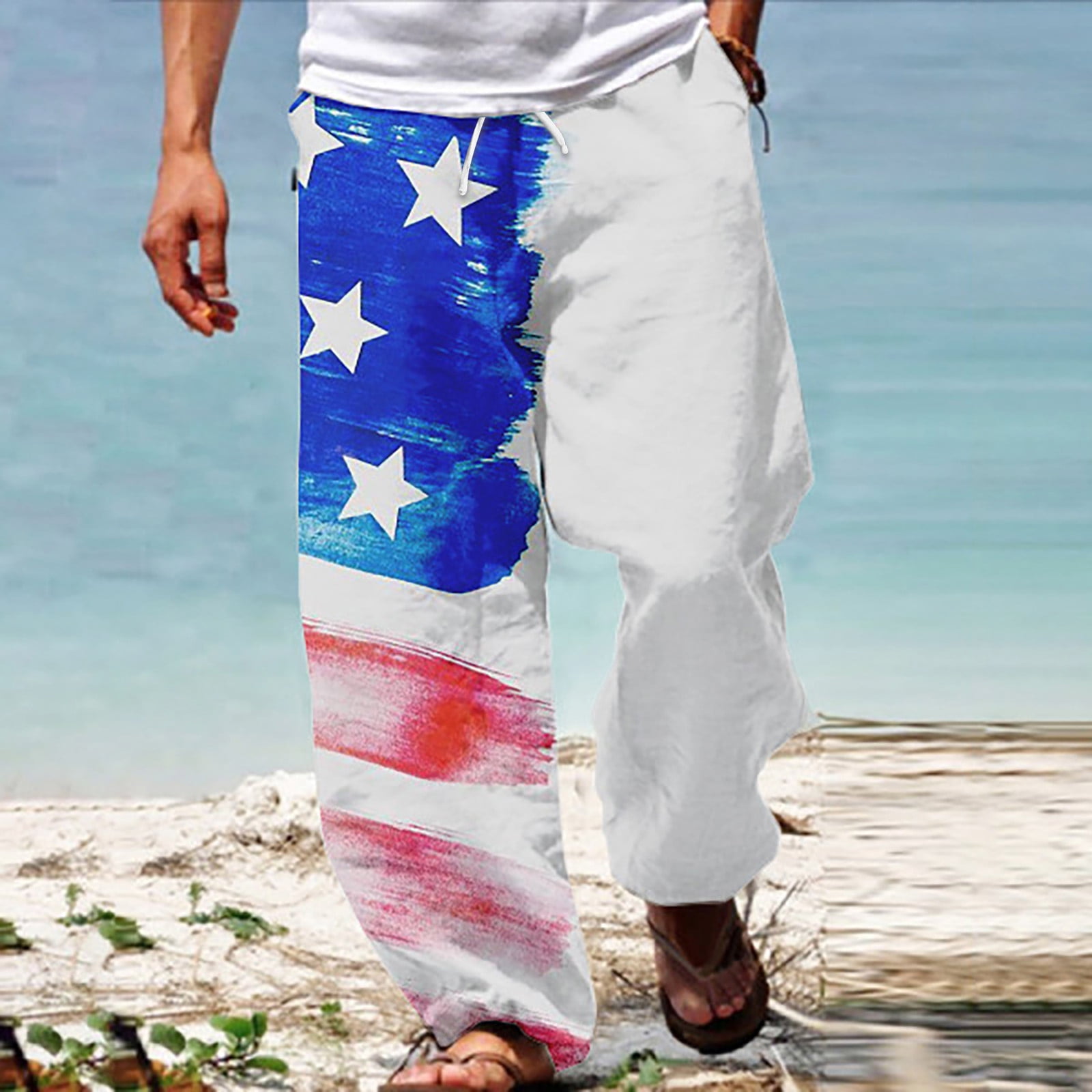 Dyfzdhu Independence Day Mens Wide Leg Pants American Flag Patriotic ...