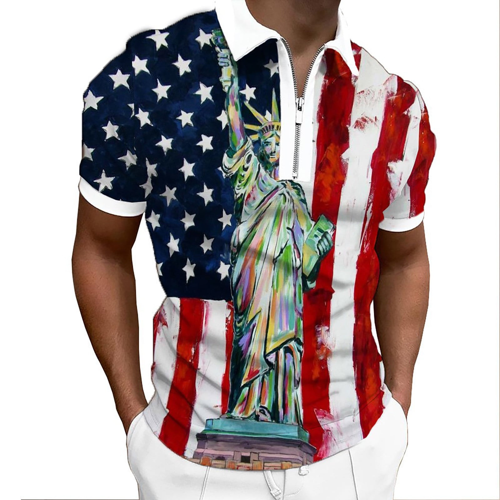 Dyfzdhu Independence Day Shirts for Men 4th of July USA Flag Graphic ...