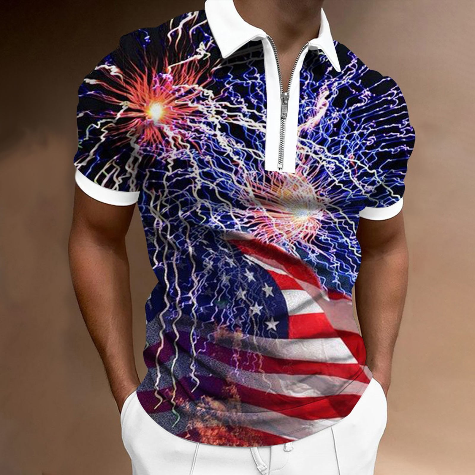 Dyfzdhu Independence Day Shirts for Men 4th of July USA Flag Printed ...
