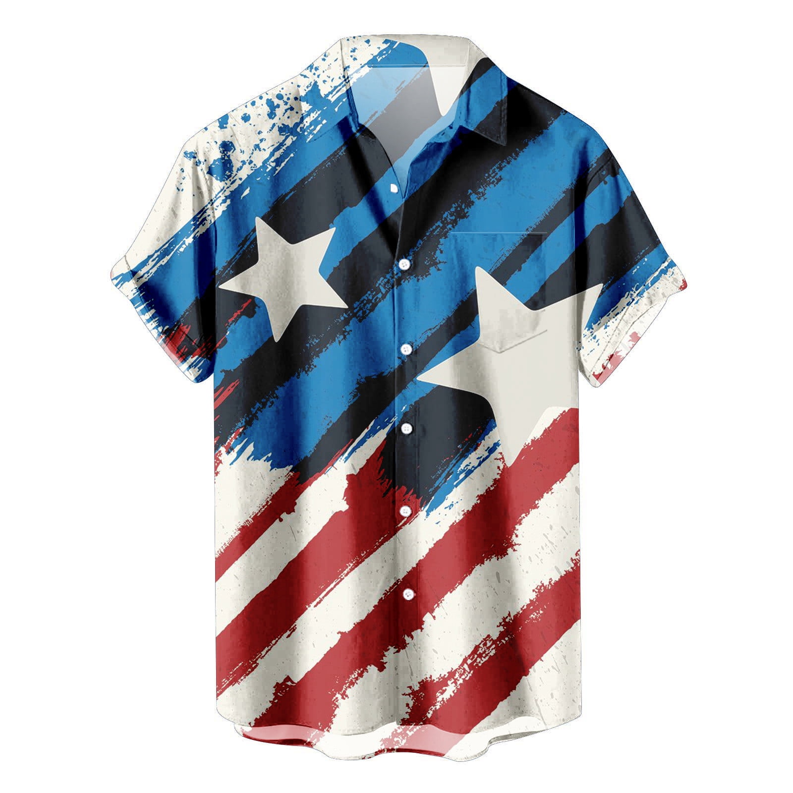 Dyfzdhu Independence Day Shirts for Men American Flag Printed Patriotic ...