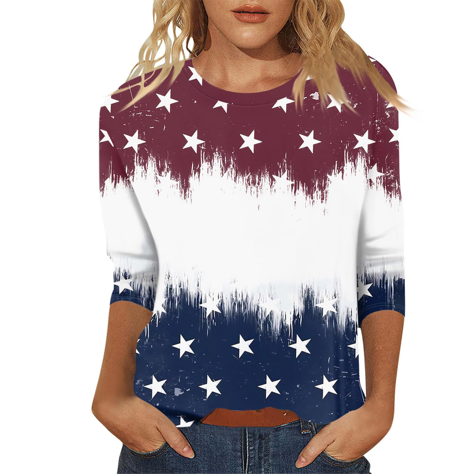Dyfzdhu Independence Day Shirts for Women American Flag Graphic Tees ...
