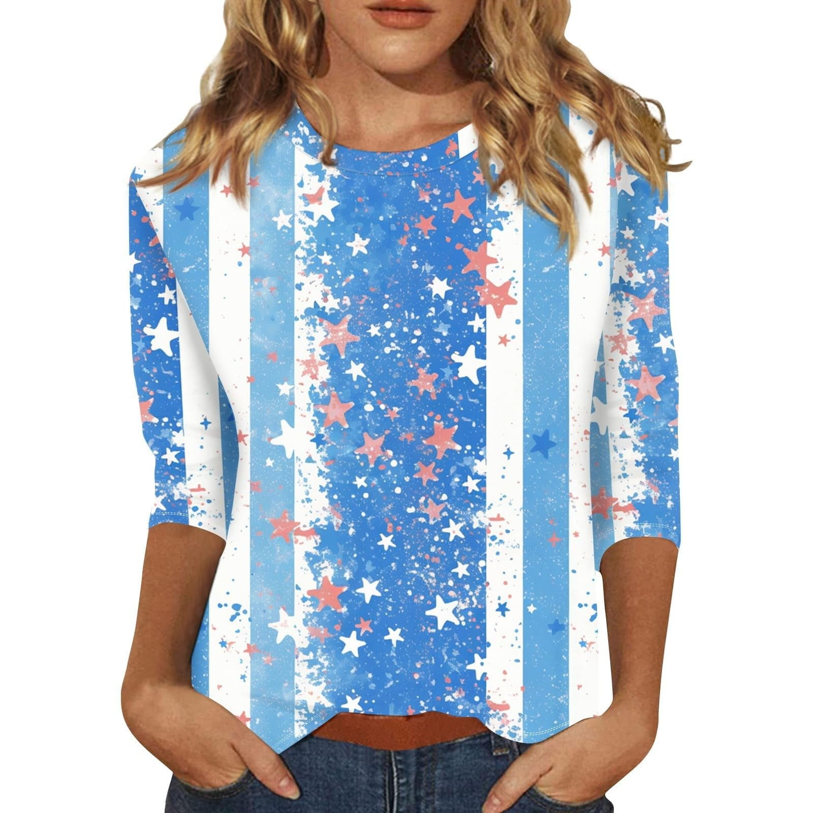 Dyfzdhu Independence Day Shirts for Women American Flag Graphic Tees ...
