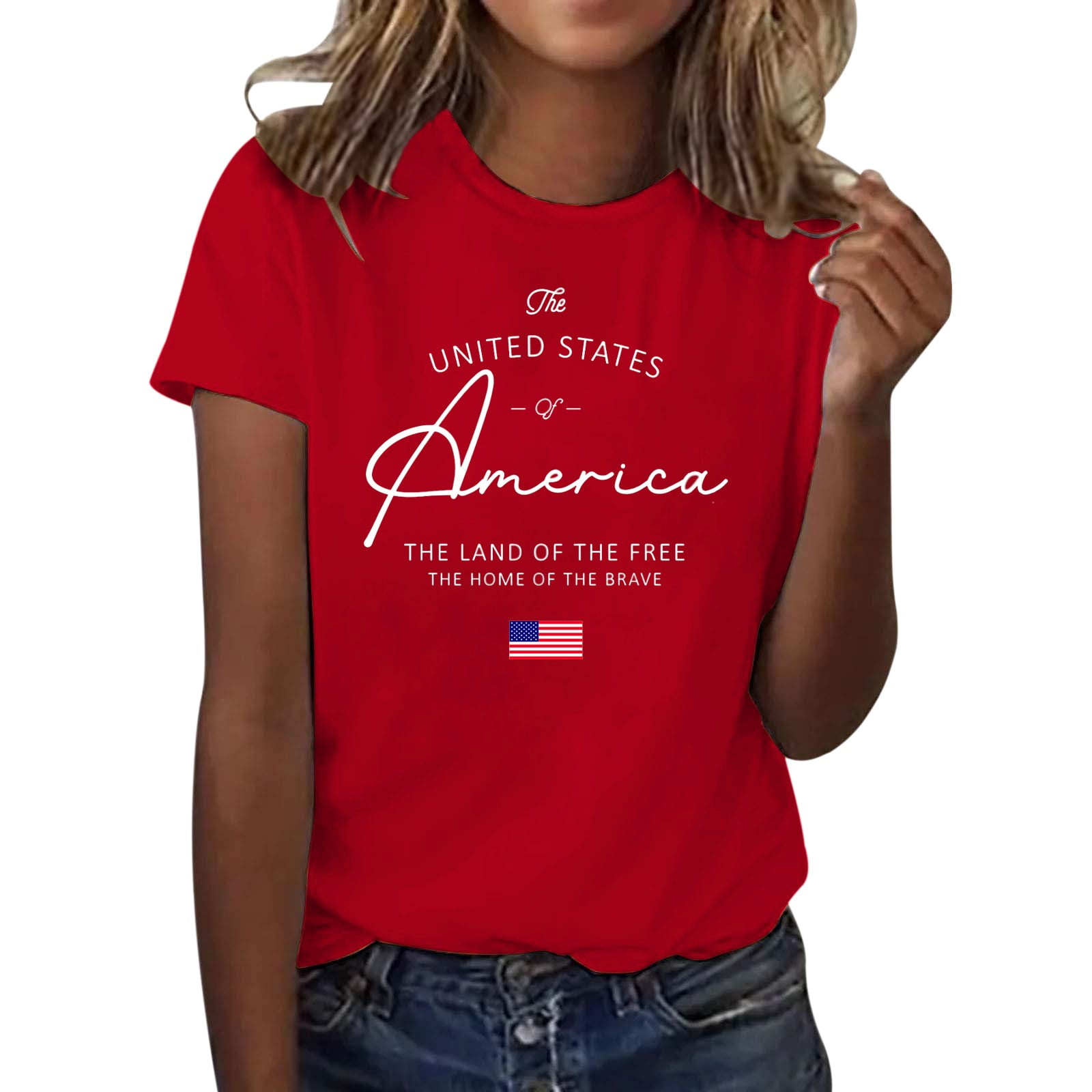 Dyfzdhu Independence Day Shirts for Women American Flag Graphic Tees ...