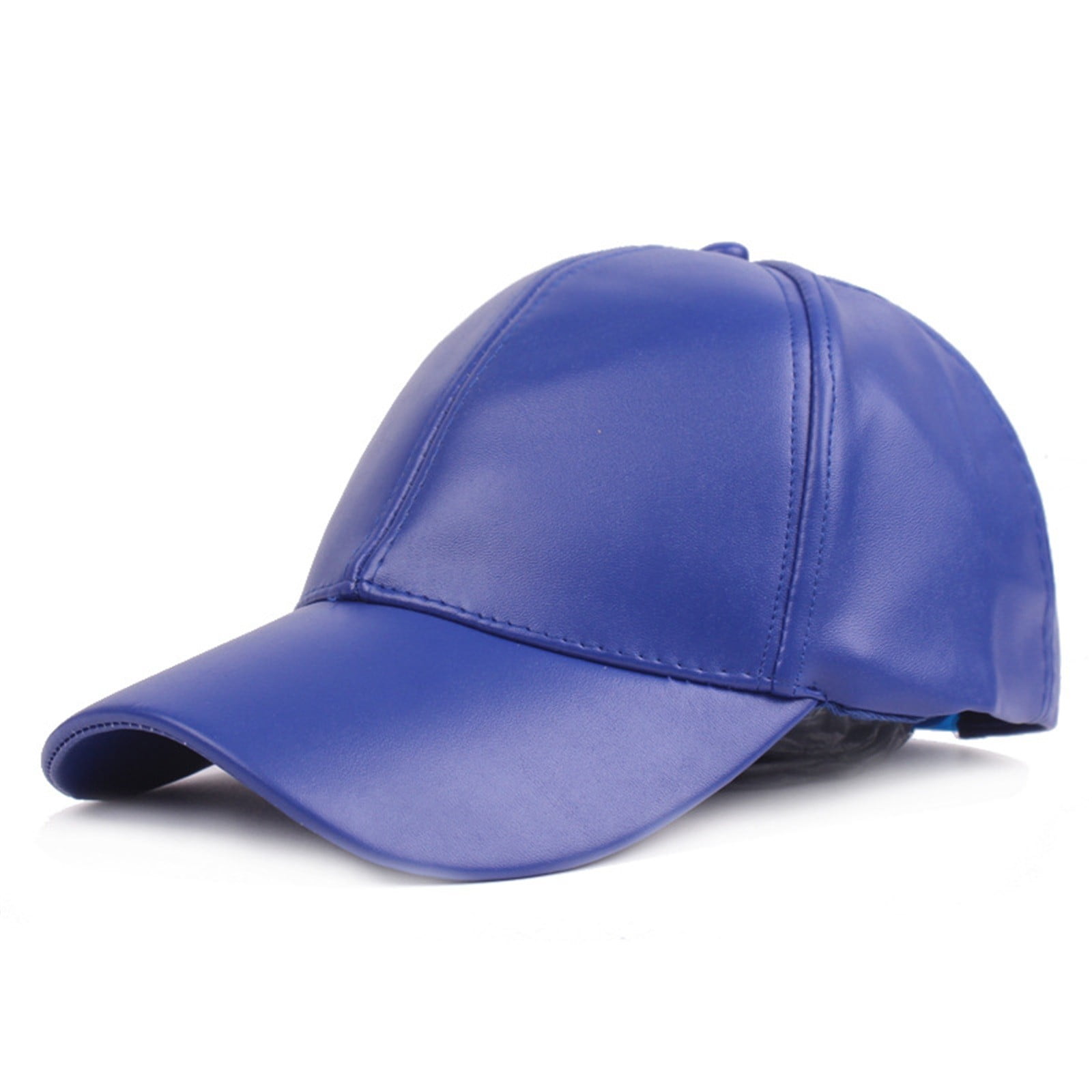 Dyfzdhu Leather Baseball Cap Men Women Adjustable Peaked Blue - Walmart.com