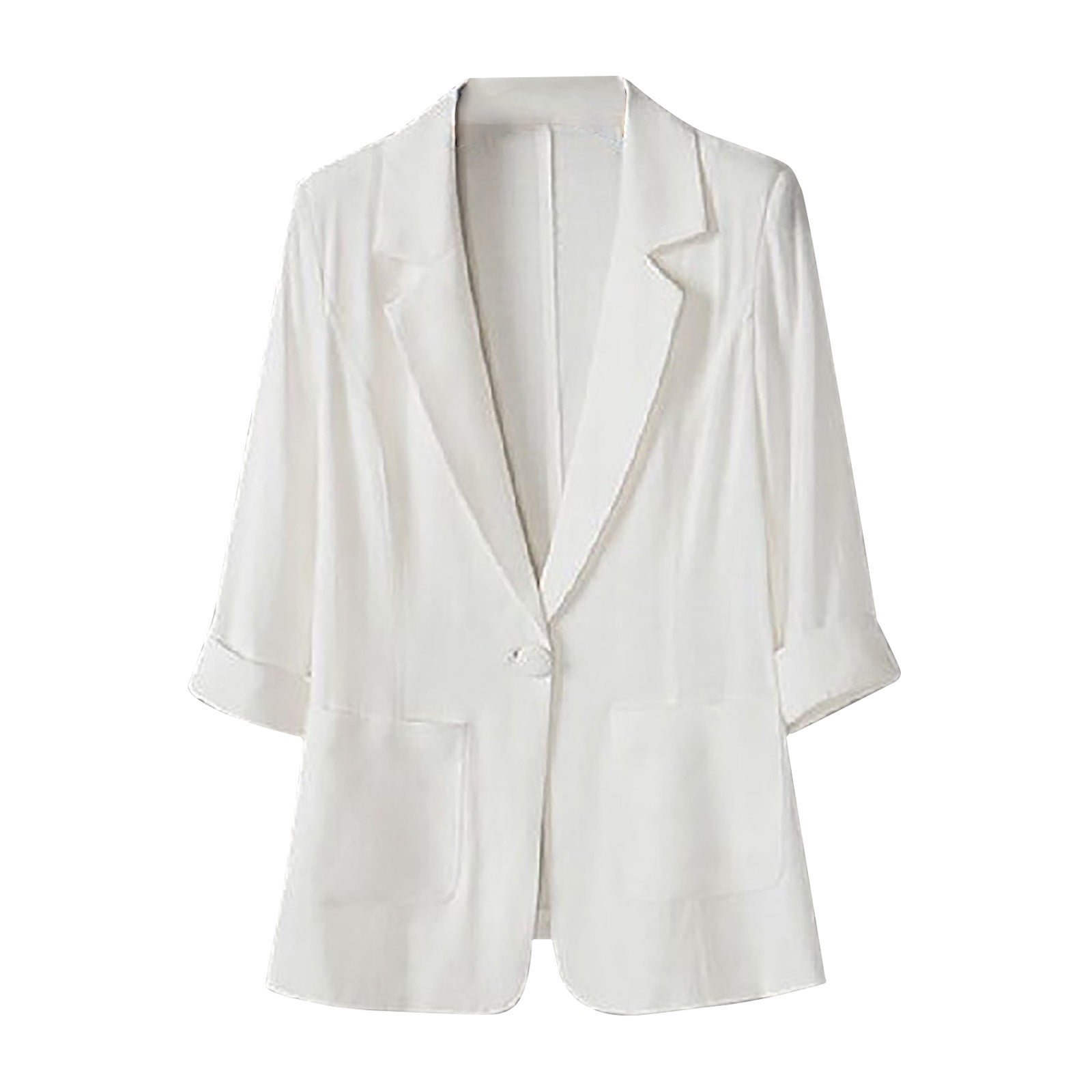 Dyfzdhu Linen Blazers For Women Summer Breathable Casual Loose 3 4