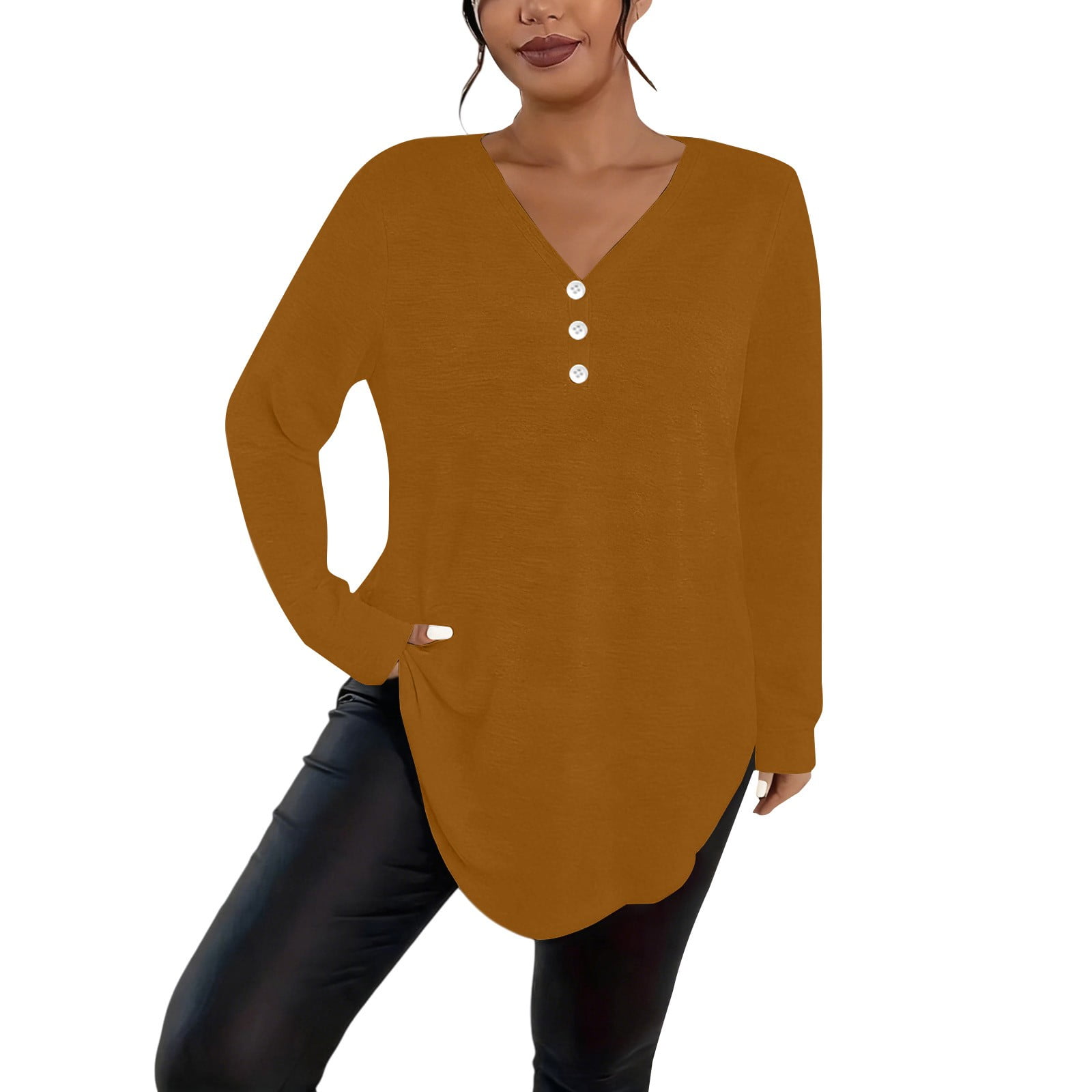Dyfzdhu Long Sleeve Shirts For Women Ladies' Autumn/Winter Elegant Plus ...
