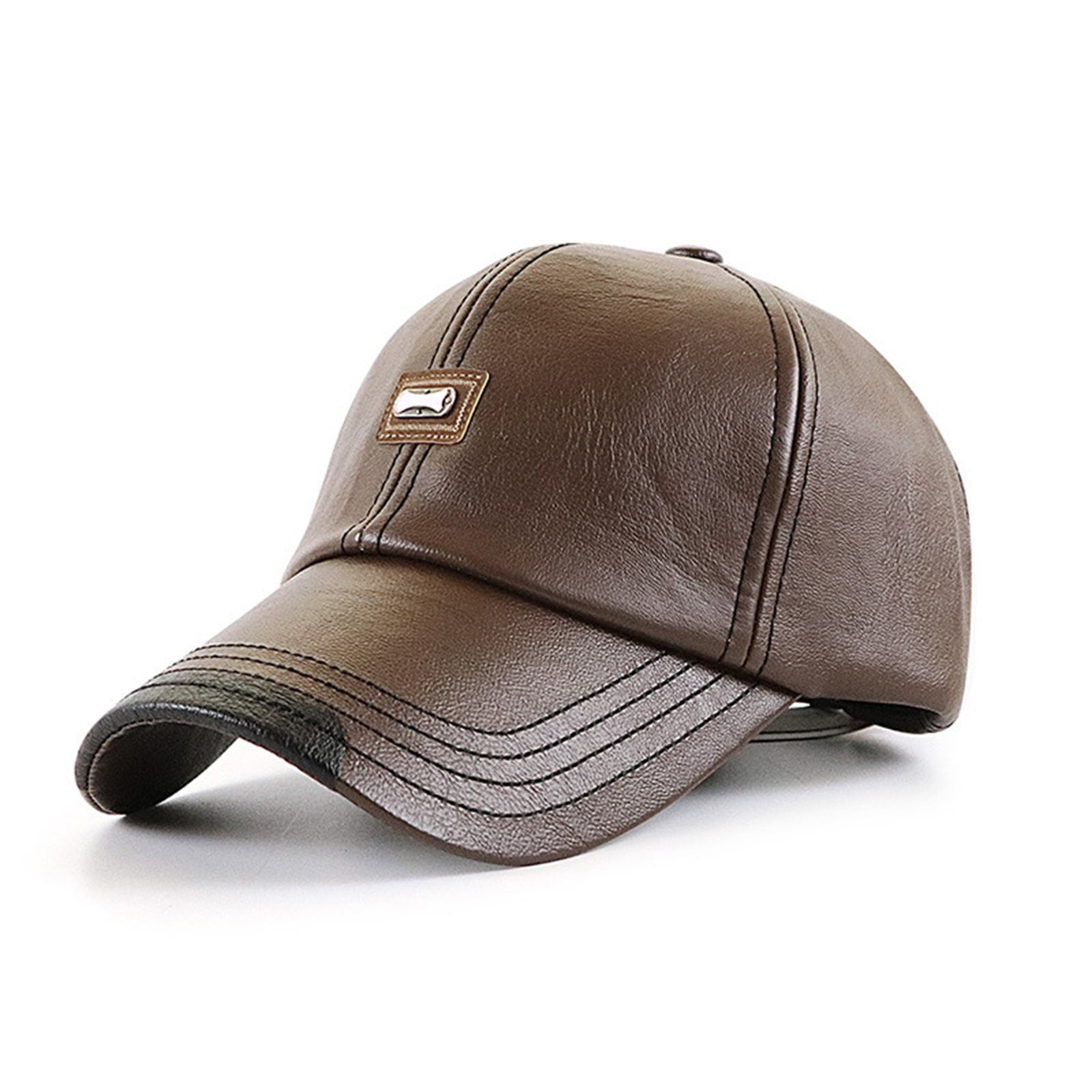 Dyfzdhu Men PU Leather Casual Baseball Cap Outdoor Personalized Warm ...