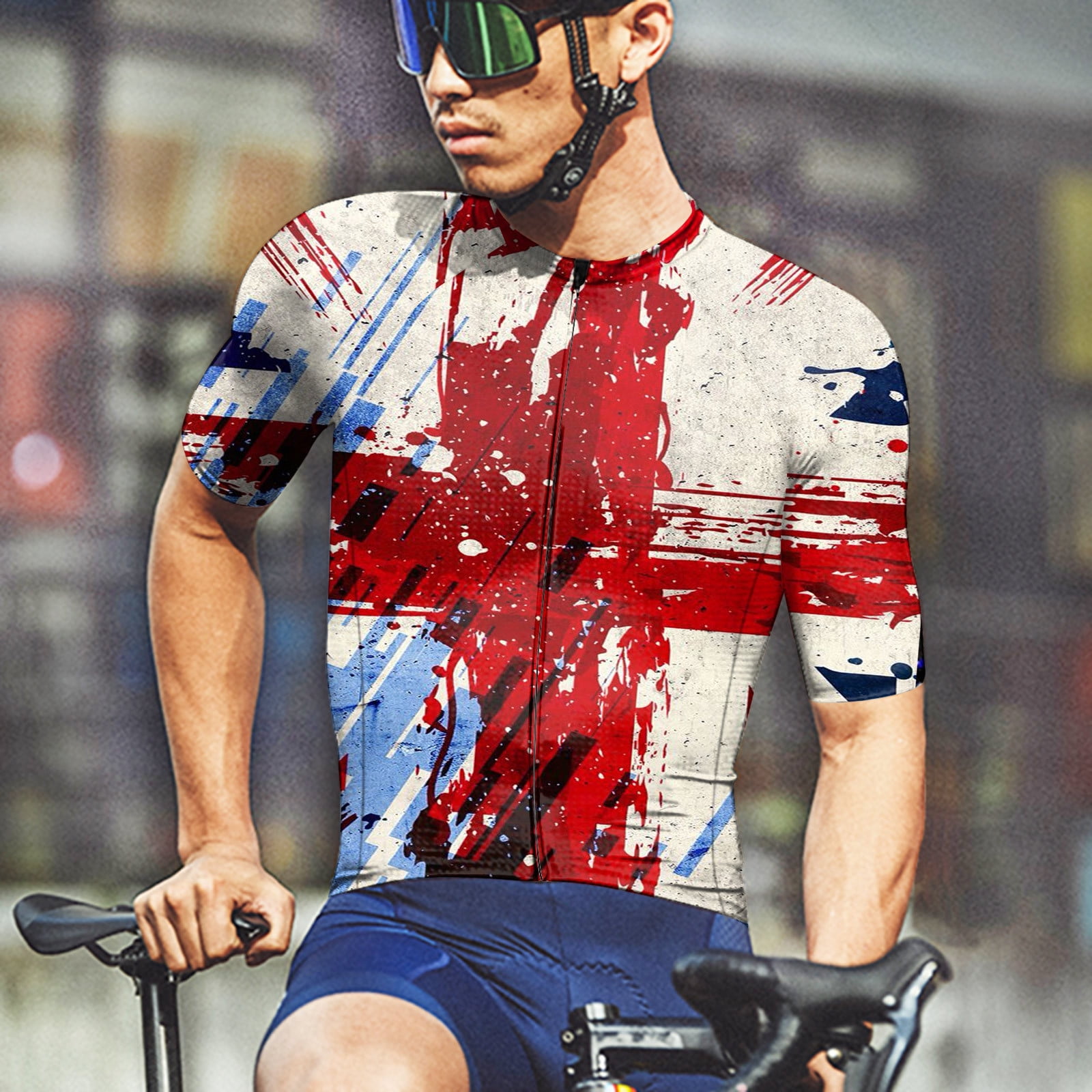 Dyfzdhu Mens Cycling Jersey 4th of July Independence Day Shirt American Flag Graphic Short ...