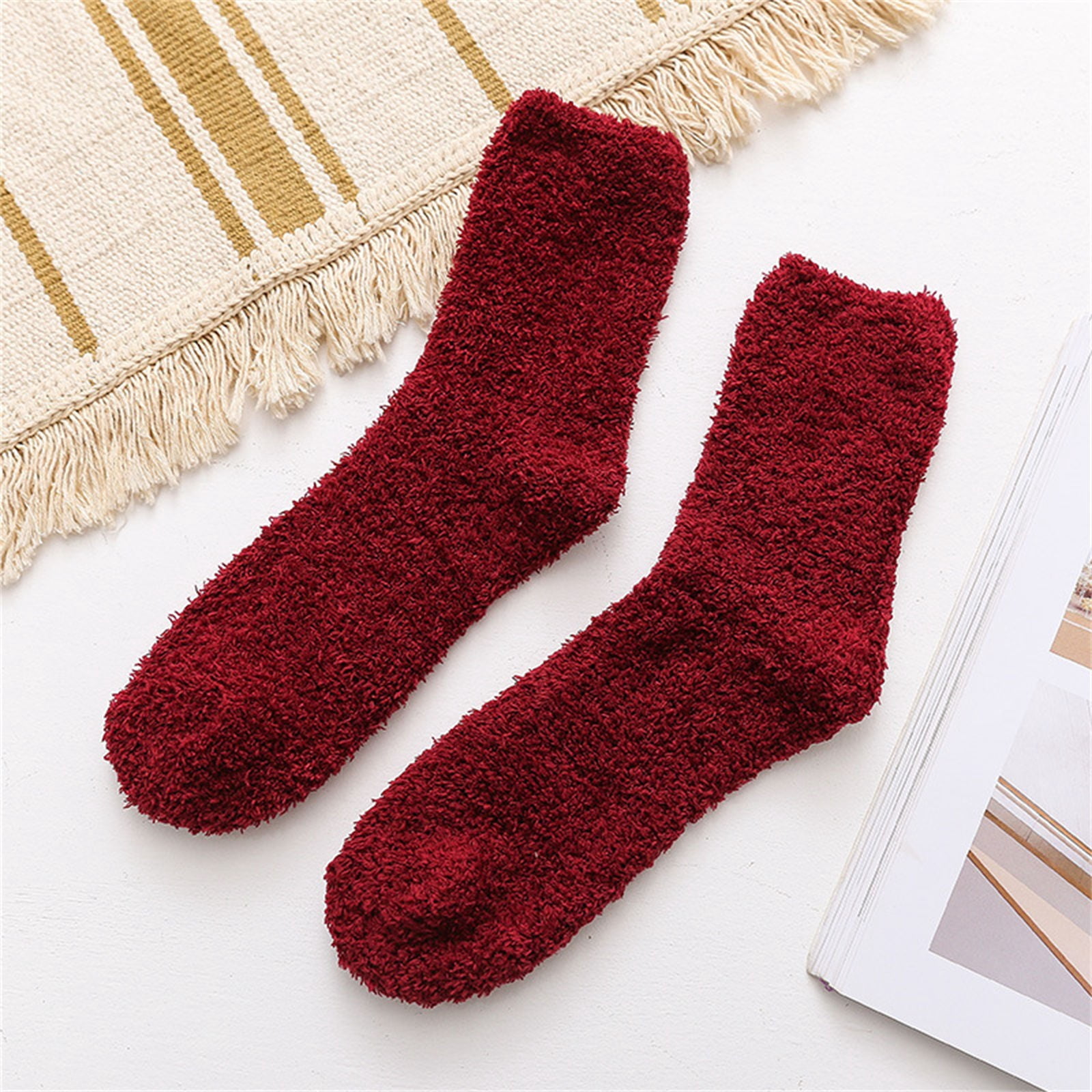 Dyfzdhu Mens Wool Socks Thermal Hiking Winter Boot Warm Thick Cozy Crew ...