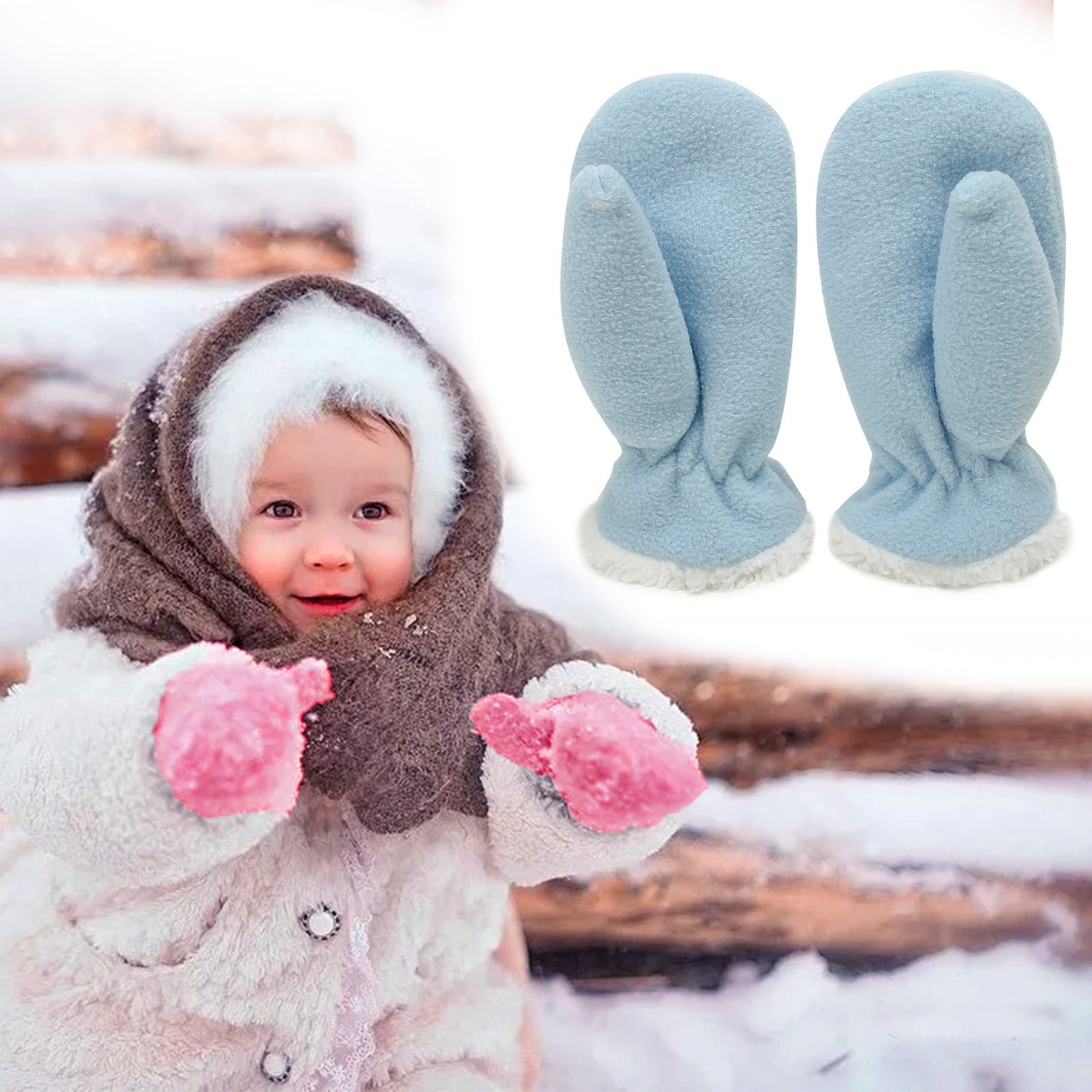 Dyfzdhu Mittens For Baby Snow Gloves For Kids Girls Boys 1-4Years ...