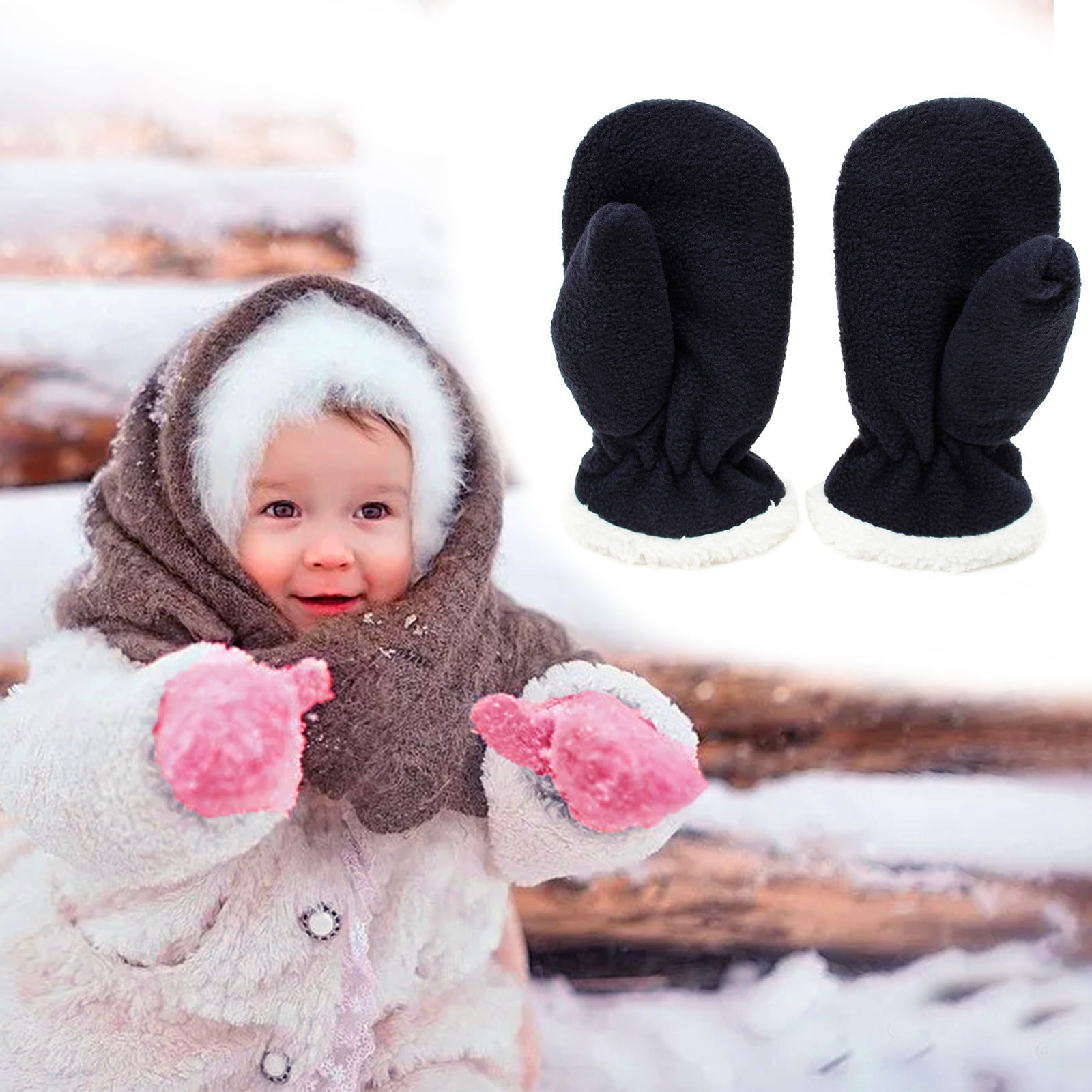 Dyfzdhu Mittens For Baby Snow Gloves For Kids Girls Boys 1-4Years ...