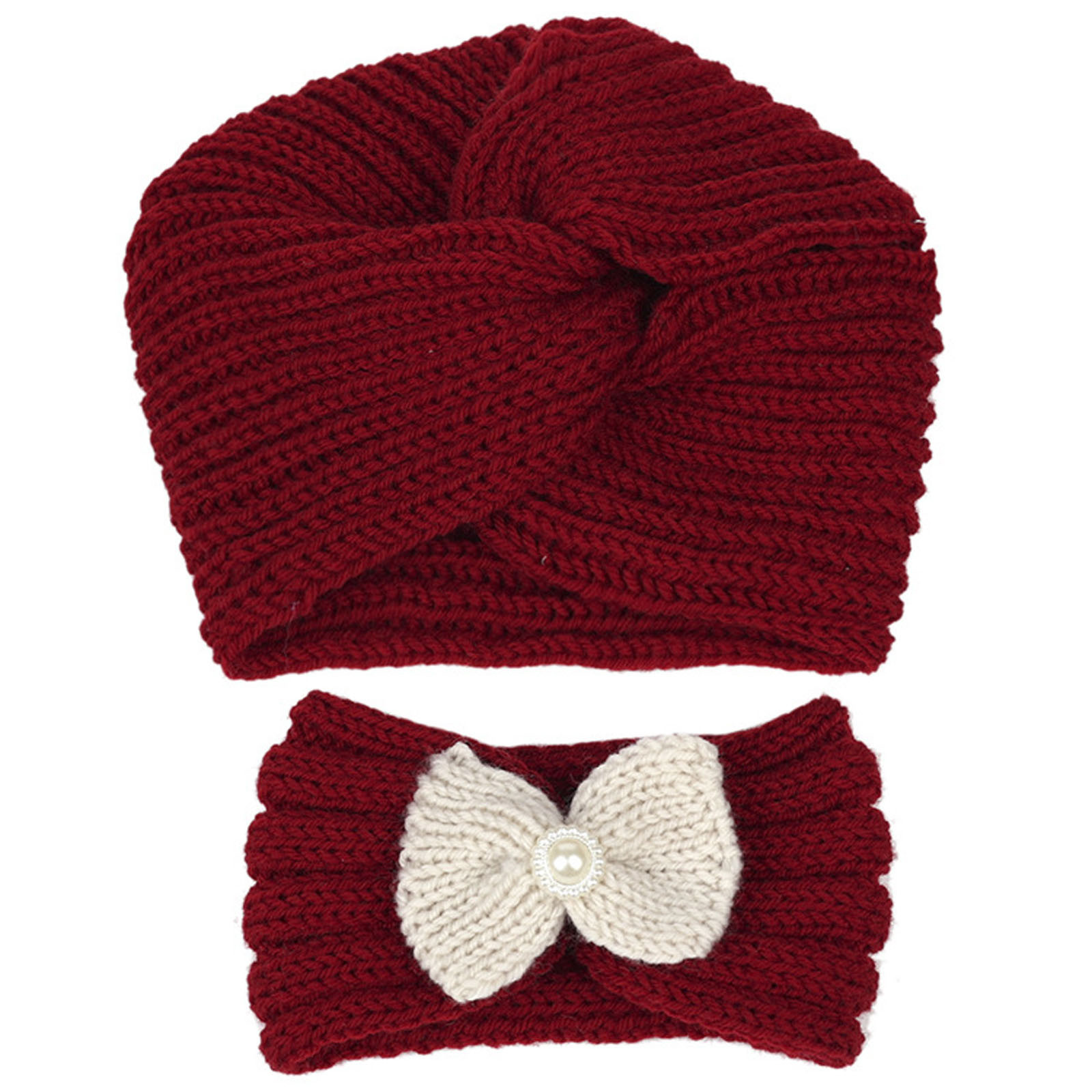Dyfzdhu Mother Hat Baby Girls HeadbSoft Warm Winter Set Red - Walmart.com