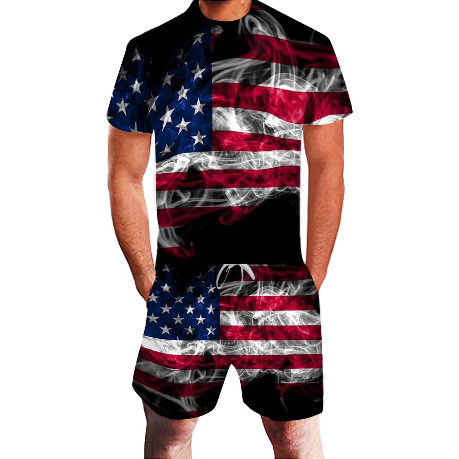 Dyfzdhu Plus Size Independence Day Outfits for Men Printing American ...