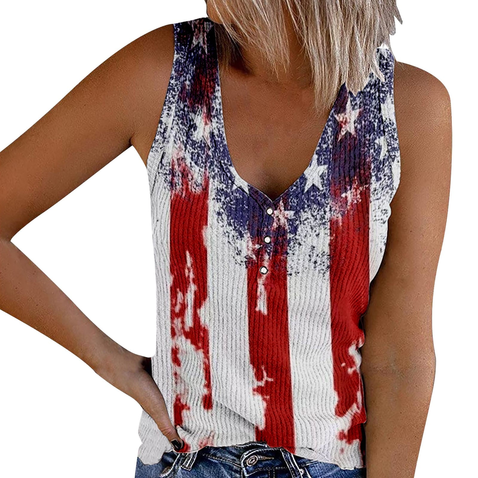 Dyfzdhu Plus Size Independence Day Shirts for Women American Flag ...