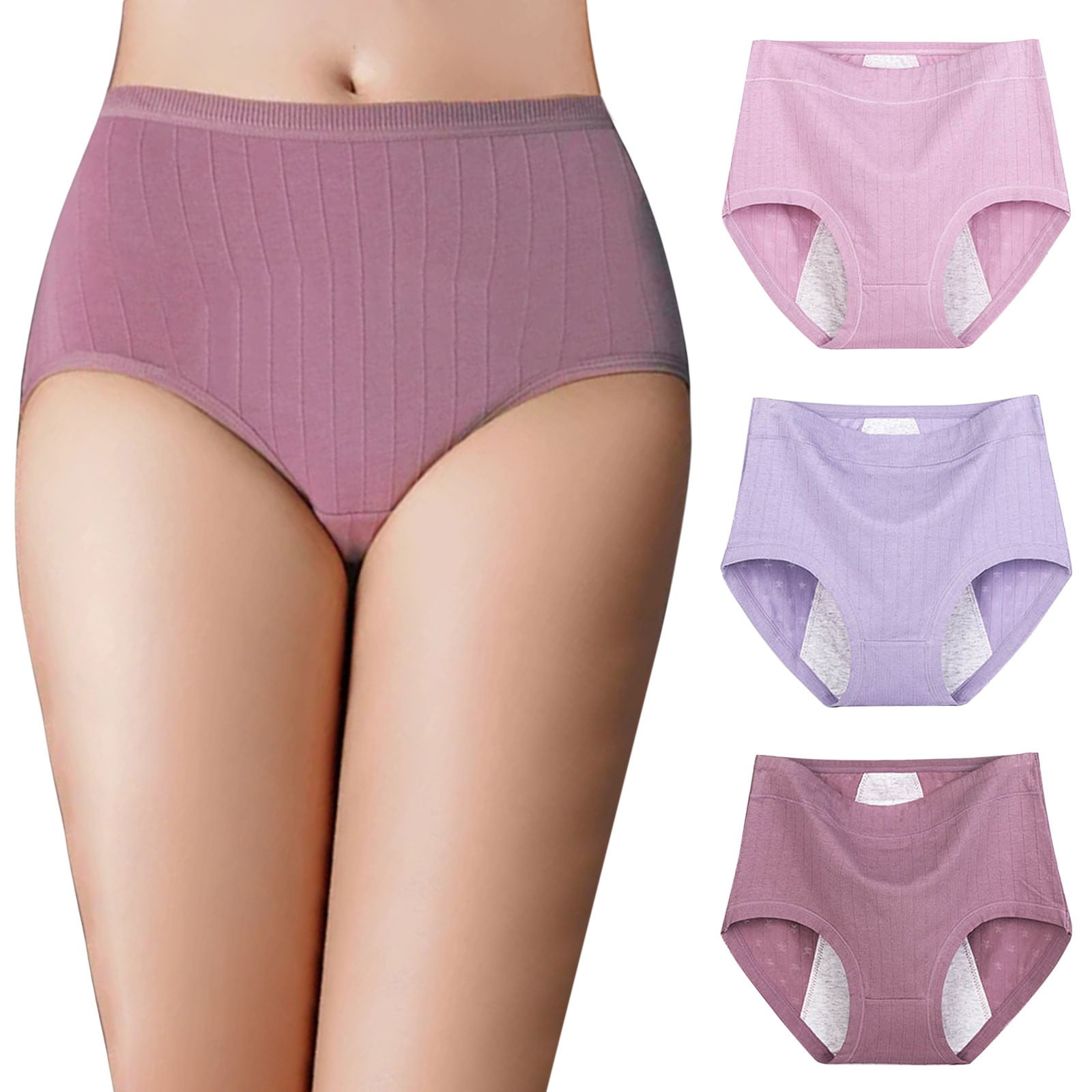Dyfzdhu Plus Size Period Underwear For Women 3 Pack High Waisted