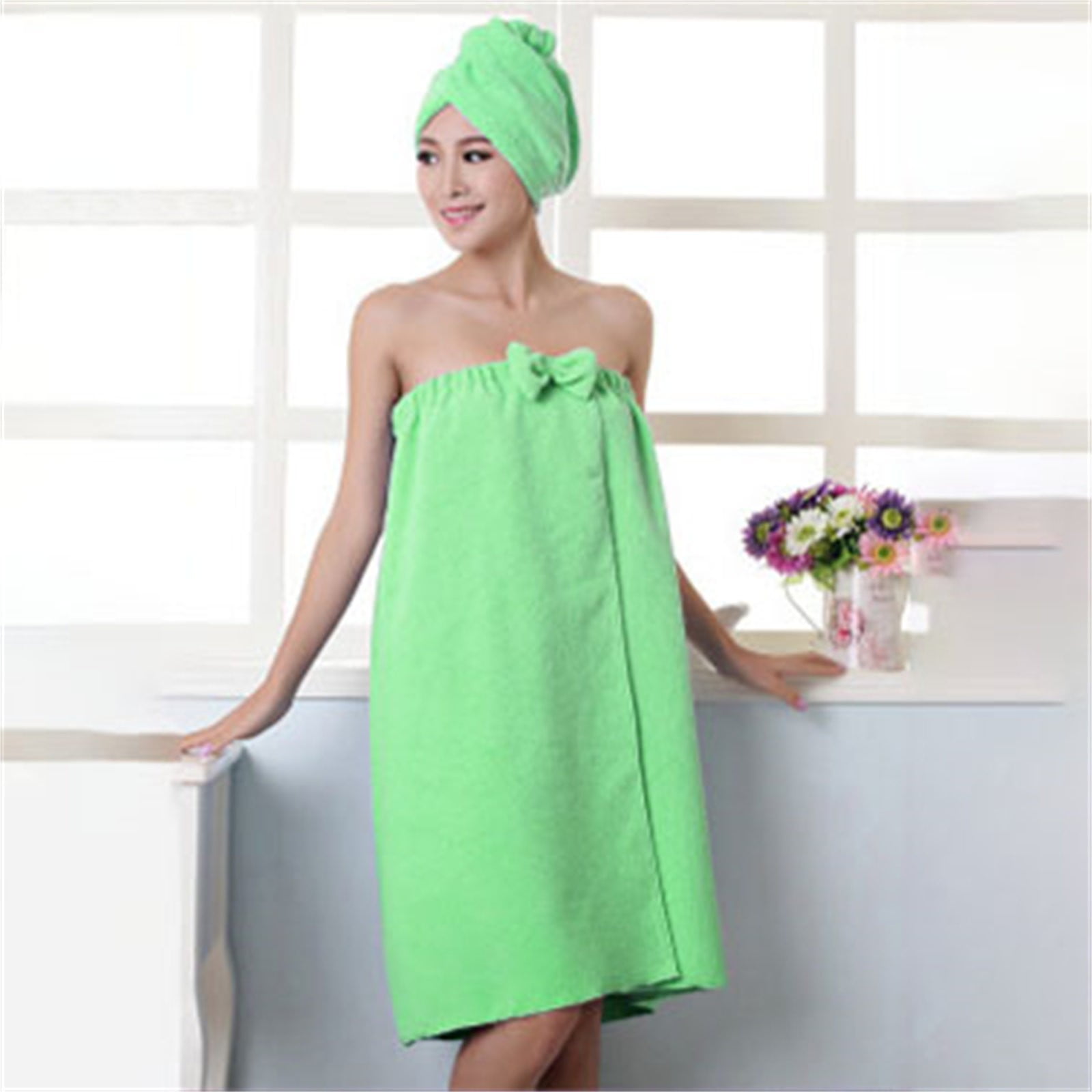Dyfzdhu Robes for Women Can Wear A Bath Towel With Microfiber Chest ...
