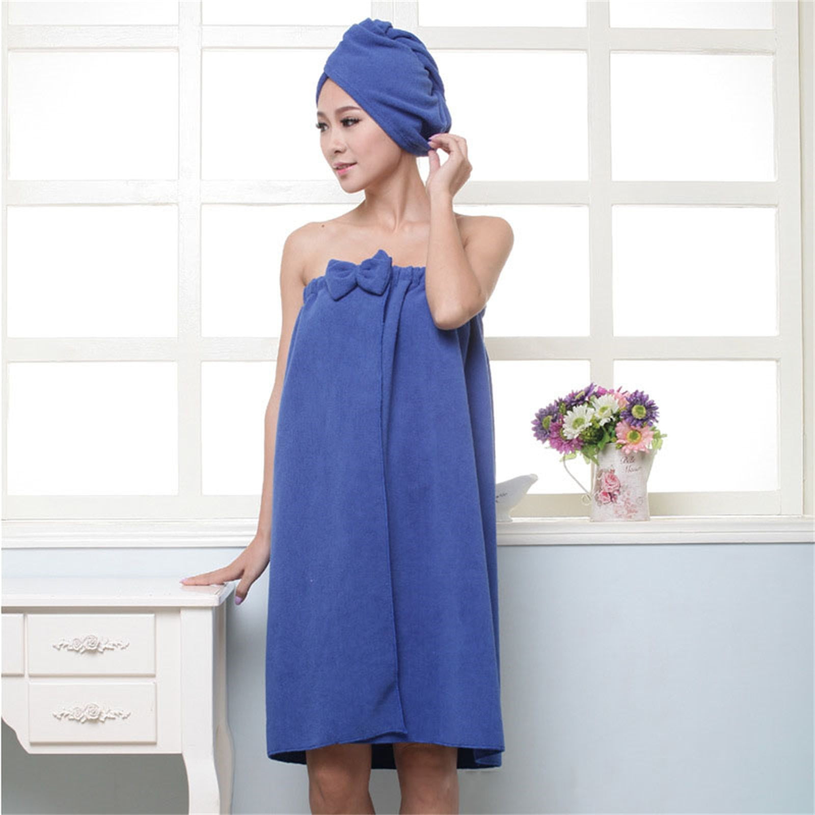 Dyfzdhu Robes for Women Can Wear A Bath Towel With Microfiber Chest ...