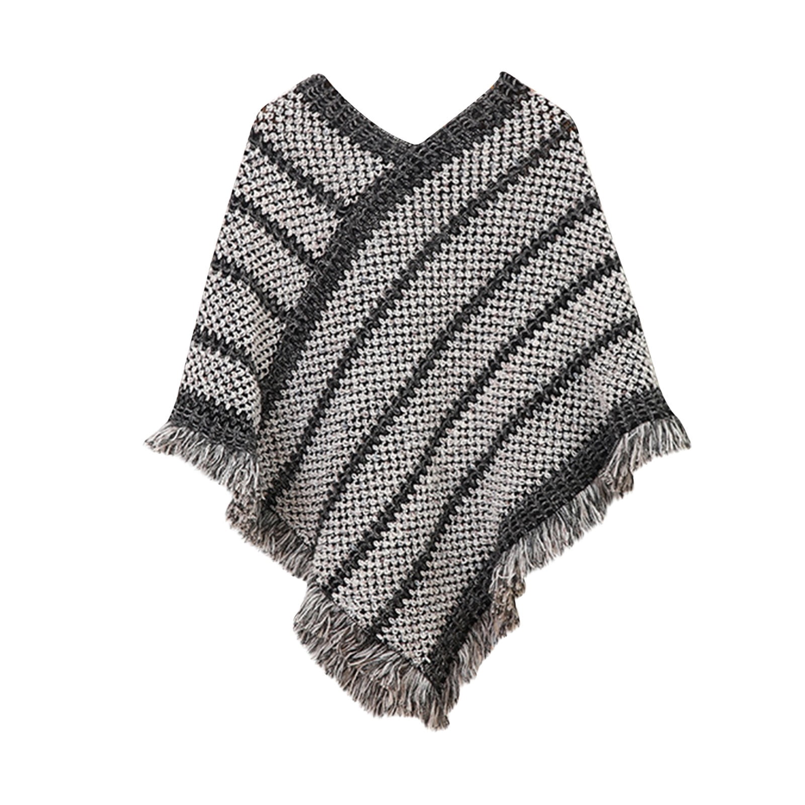 Scarf Soft Lightweight Casual Long Sleeve Ponchos Winter Warm V Neck ...