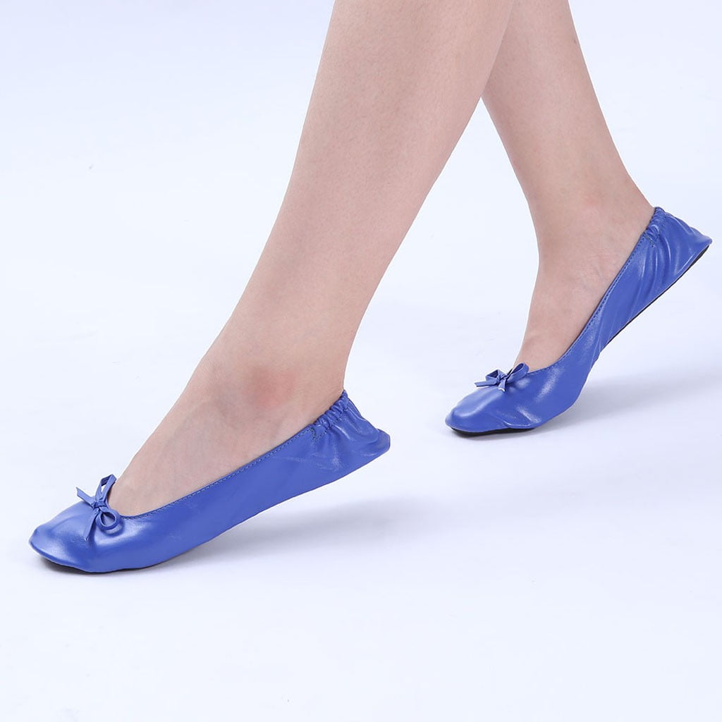Dyfzdhu Slippers For Women Foldable Portable Travel Ballet Flat Roll ...