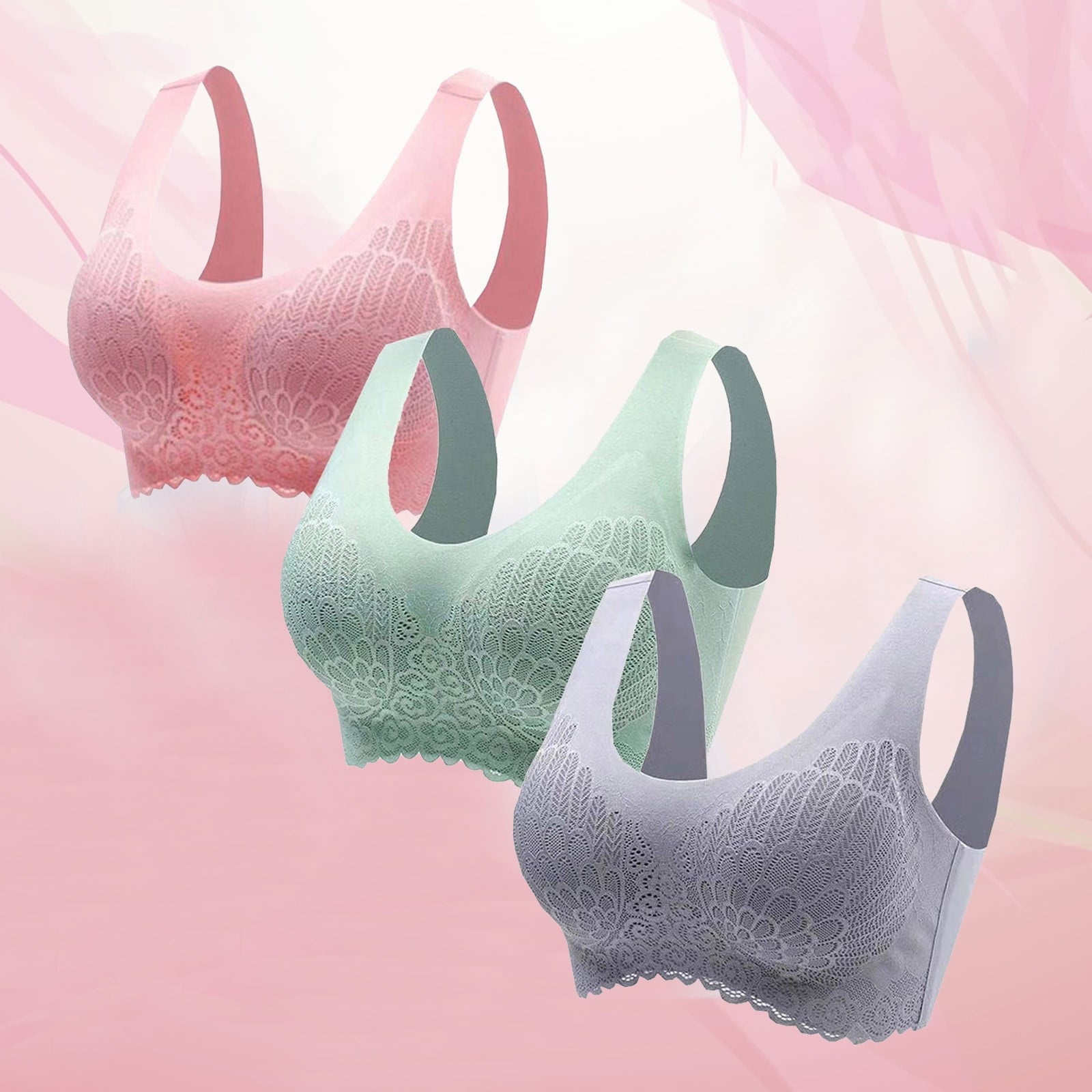 Dyfzdhu Sports Bras for Women 3 Pack Plus Size Wire Underwears Base ...