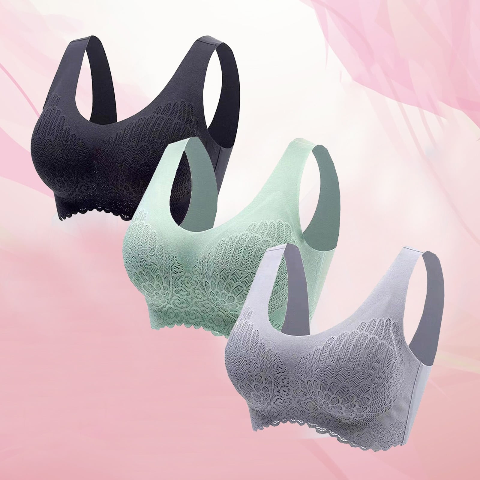 Dyfzdhu Sports Bras for Women 3 Pack Plus Size Wire Underwears Base ...