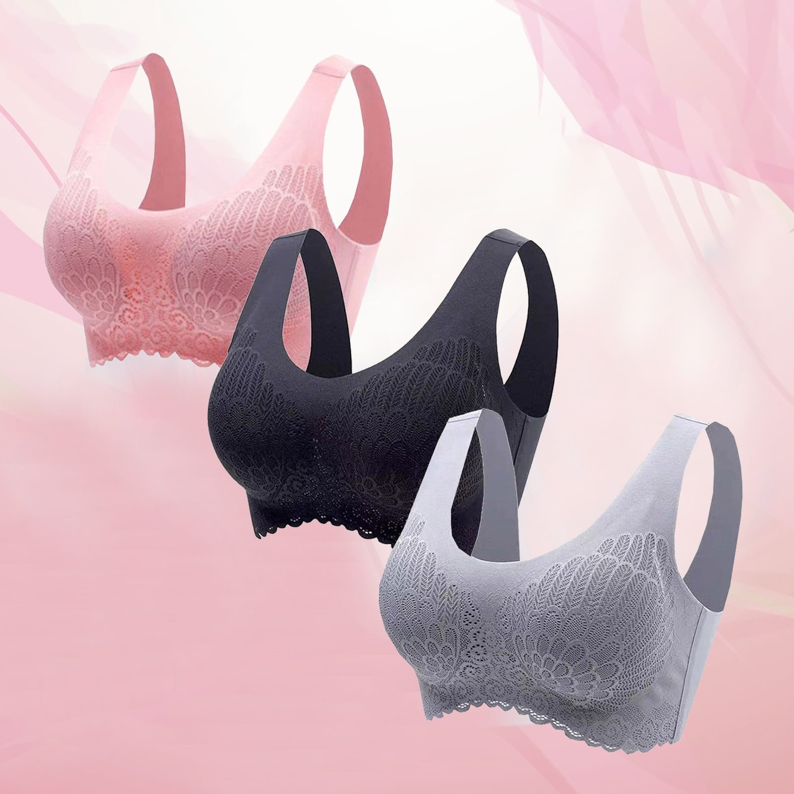 Dyfzdhu Sports Bras for Women 3 Pack Plus Size Wire Underwears Base ...