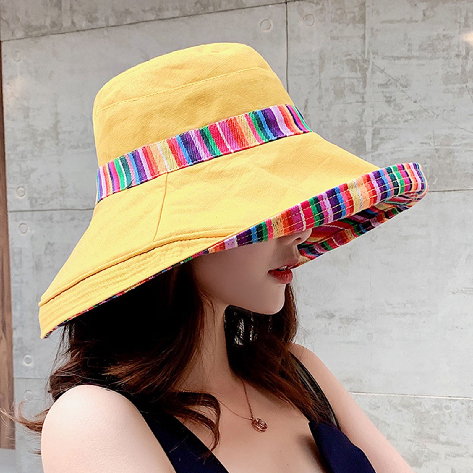 Dyfzdhu Sun Hats for Women Large Brim Double Sided Wear Ethnic Style ...