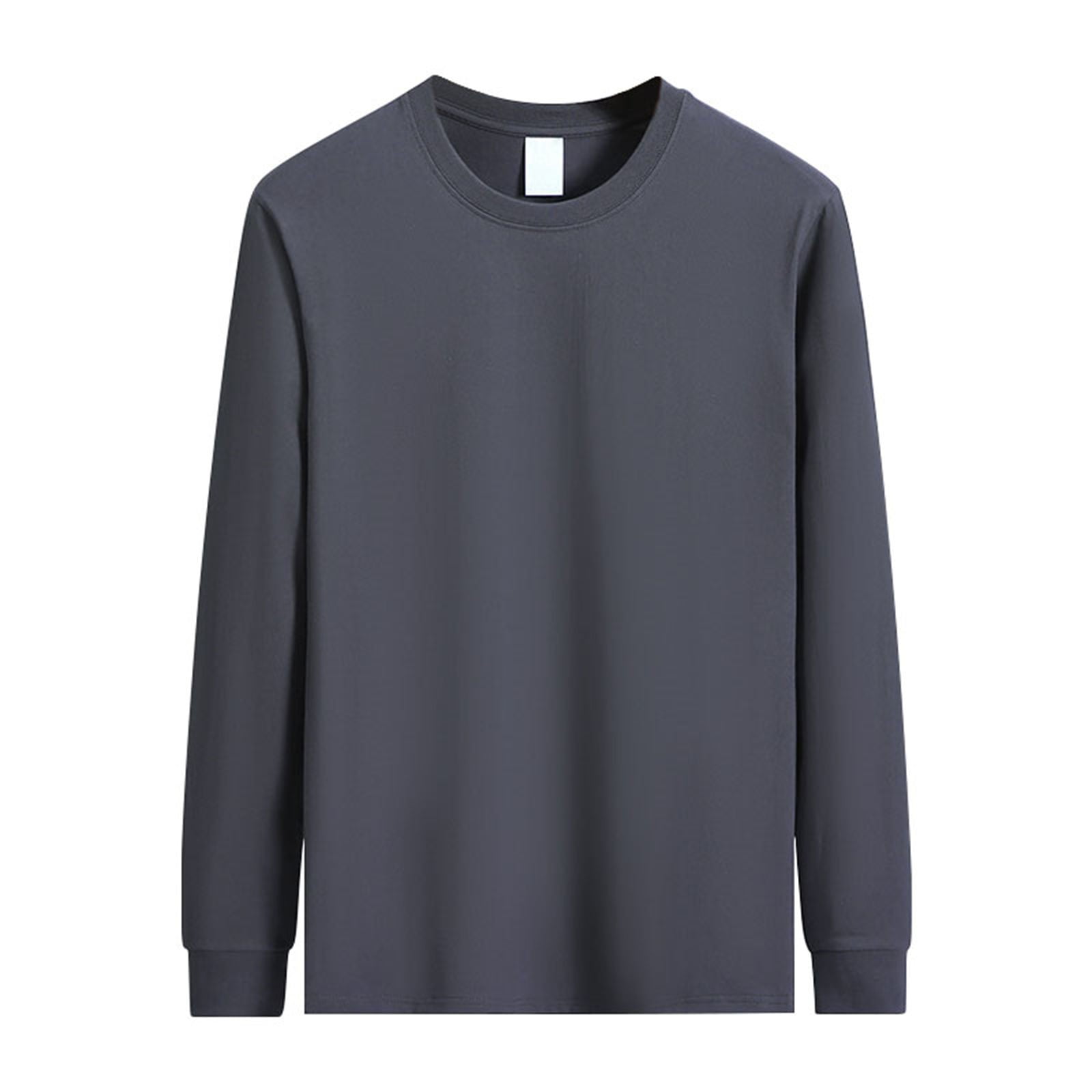 Dyfzdhu T Shirts for Men Solid Color Long Sleeved Round Neck Warm ...