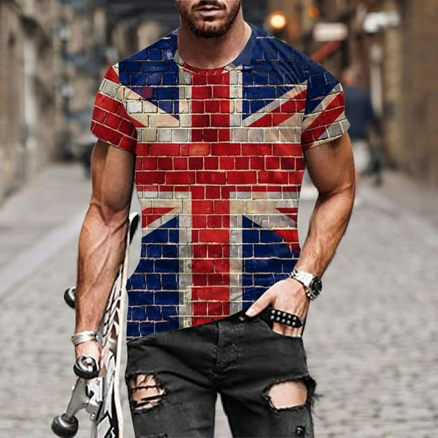 Dyfzdhu T Shirts For Men Summer Independence Day Trendy 3d Digital