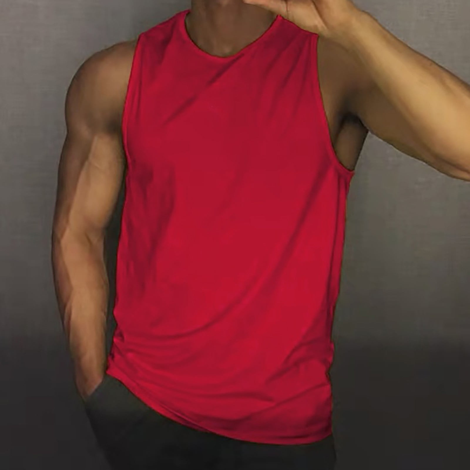Dyfzdhu Mens Workout Tank Tops Summer Sleeveless Dry Fit Muscle T Shirt