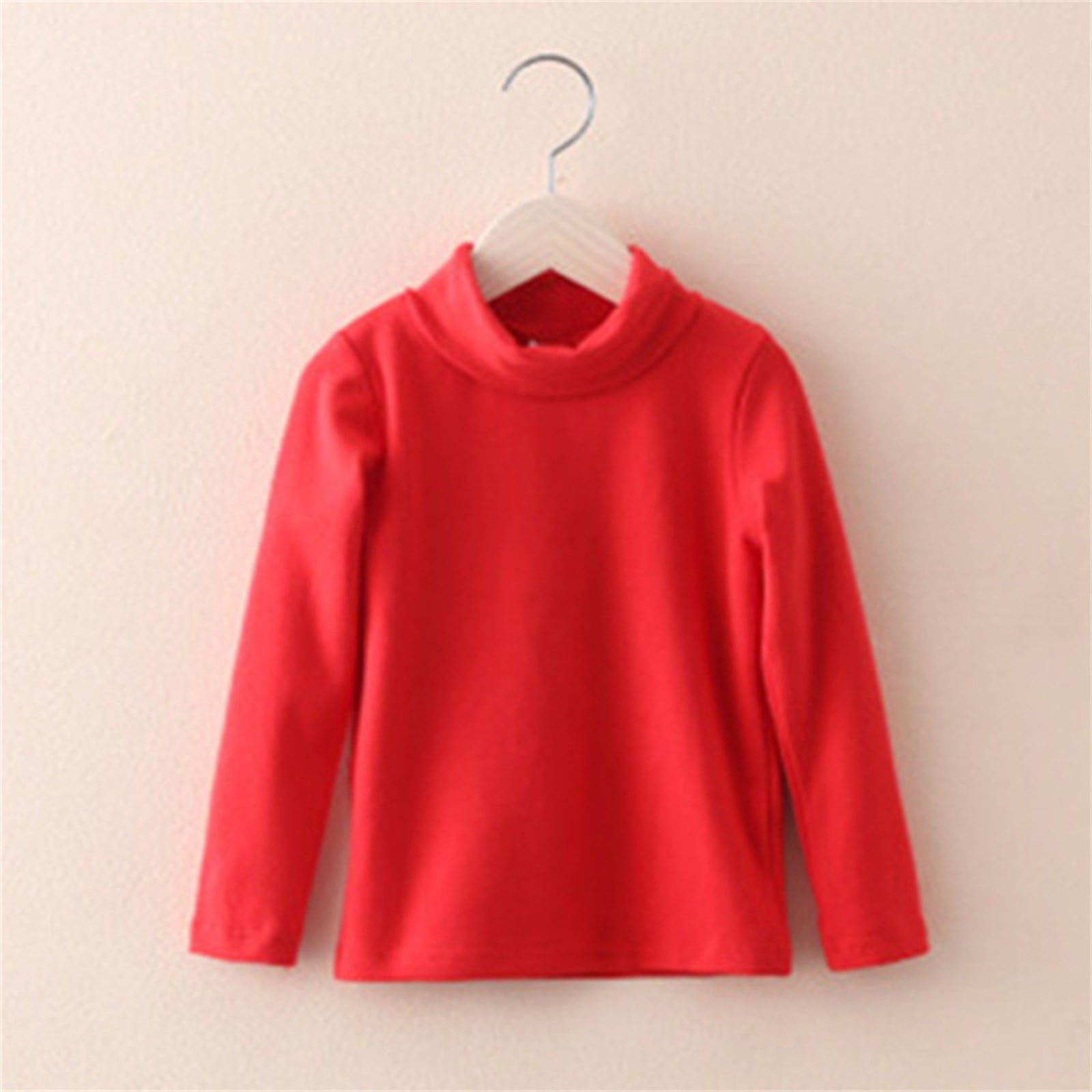 Dyfzdhu Toddler Children Turtleneck Top Girls Boys Solid Color Long ...