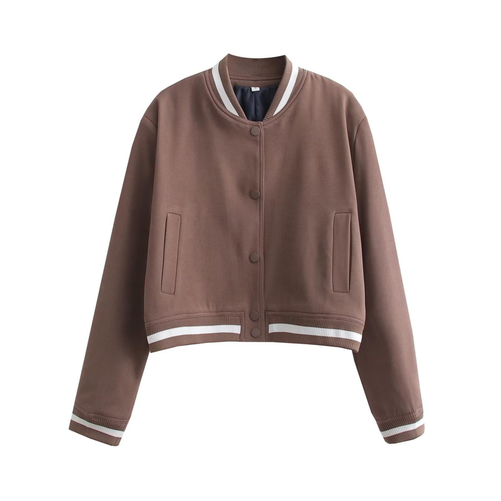 Dyfzdhu Varsity Jacket Women Casual Lightweight Classic Button Sports ...