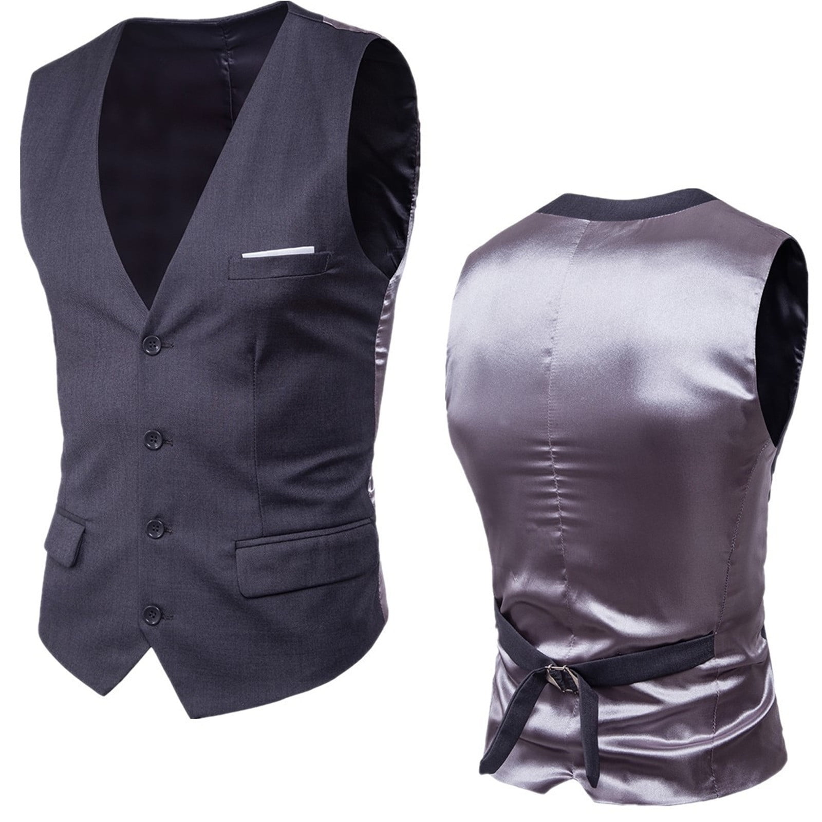 Dyfzdhu Waistcoats For Men Plus Size Business Casual Suit Vest V Neck Silm Fit Solid Formal