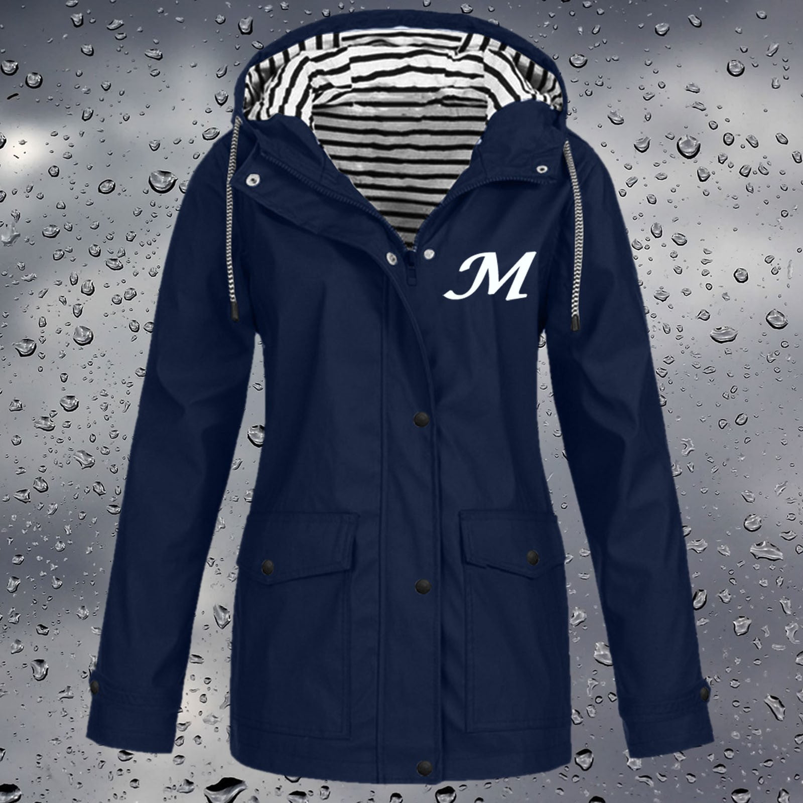 Dyfzdhu Waterproof Rain Jackets for Women With Hood Casual Long Sleeve ...