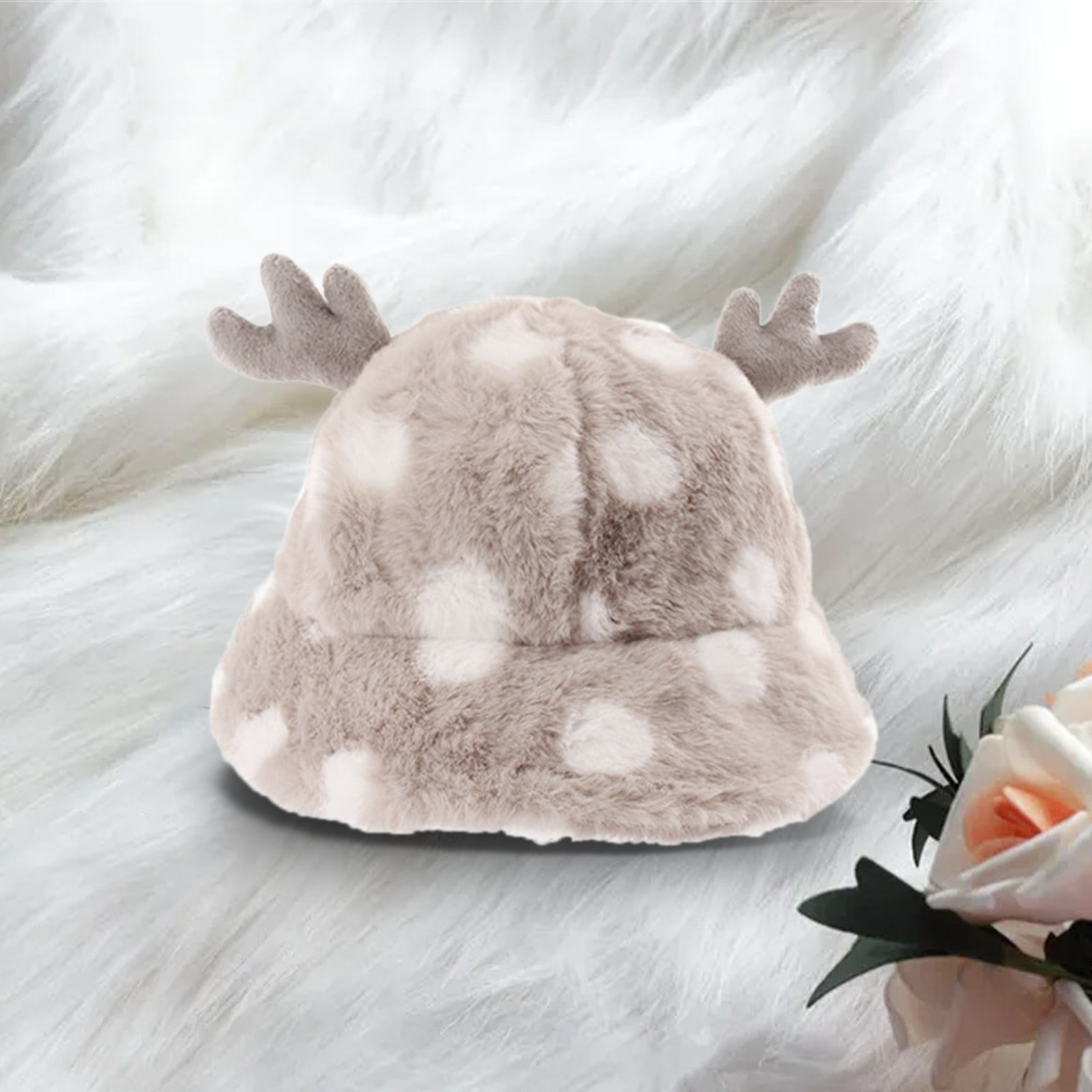 Dyfzdhu Woman Spotted Antlers Fisherman Hat Printing Fashion Plush ...