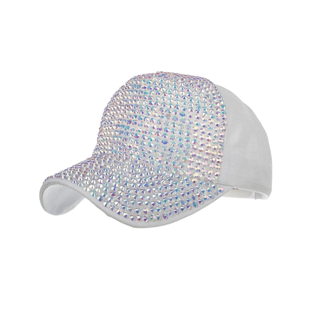 Dyfzdhu Women Baseball Caps Adjustable Trendy Shiny Rhinestone Beach ...