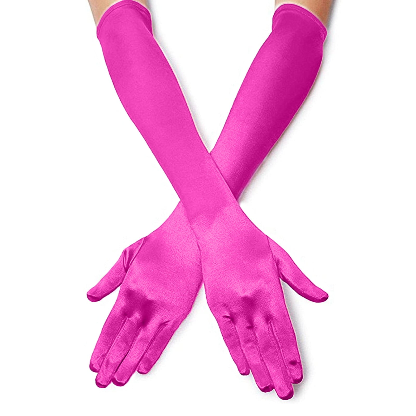 Dyfzdhu Women Long Satin Gloves Elbow Length Retro Bridal Party Dance ...