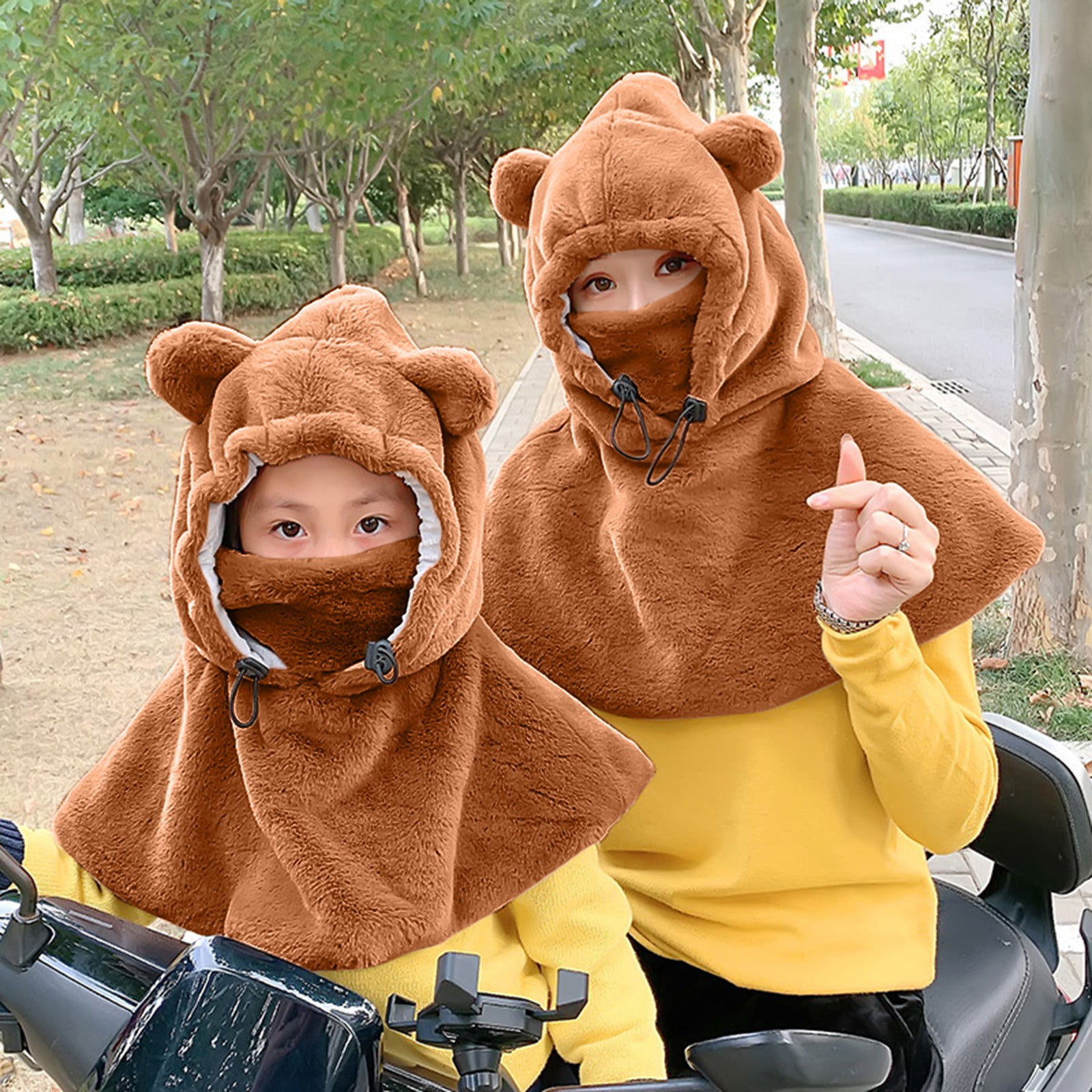 Dyfzdhu Women Warm Plush Headgear Cold-Proof Face Protection Riding ...