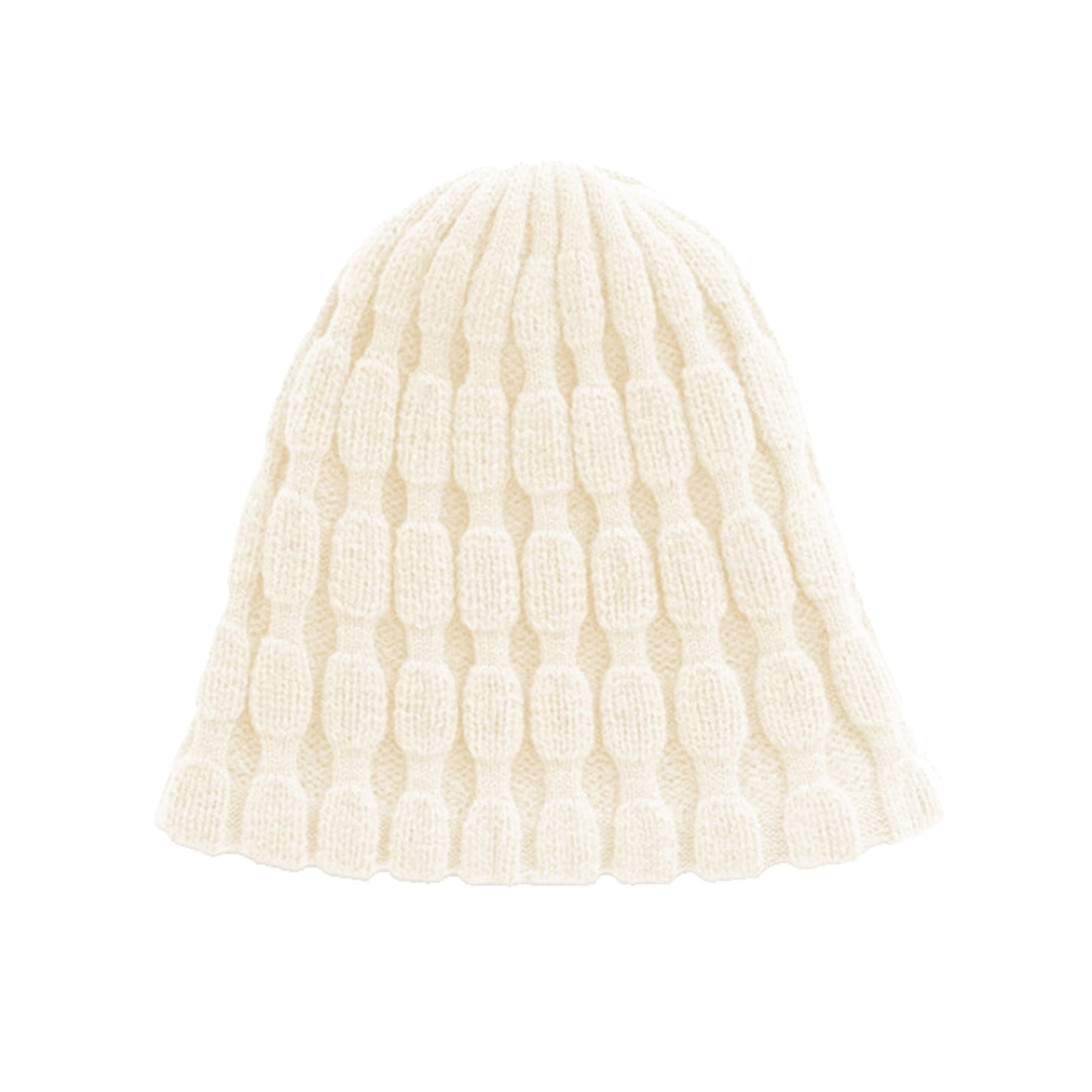 Dyfzdhu Women Warm Solid Twist Knit Crochet Pile Hat Pullover Cap Beige ...