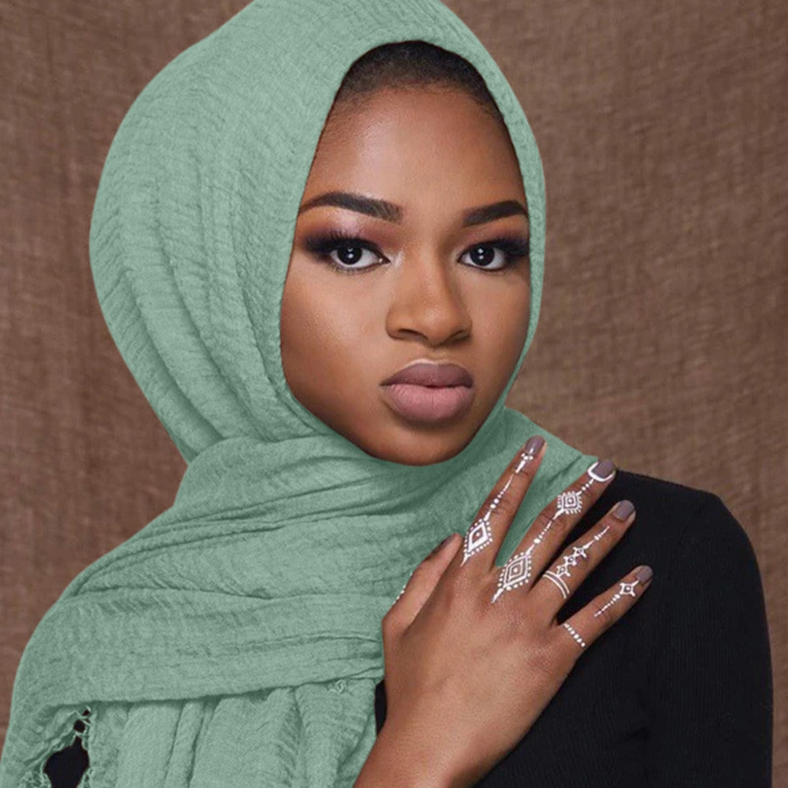 Dyfzdhu Womens Casual Solid Turban Headwear Muslim Islamic Turban Scarf ...