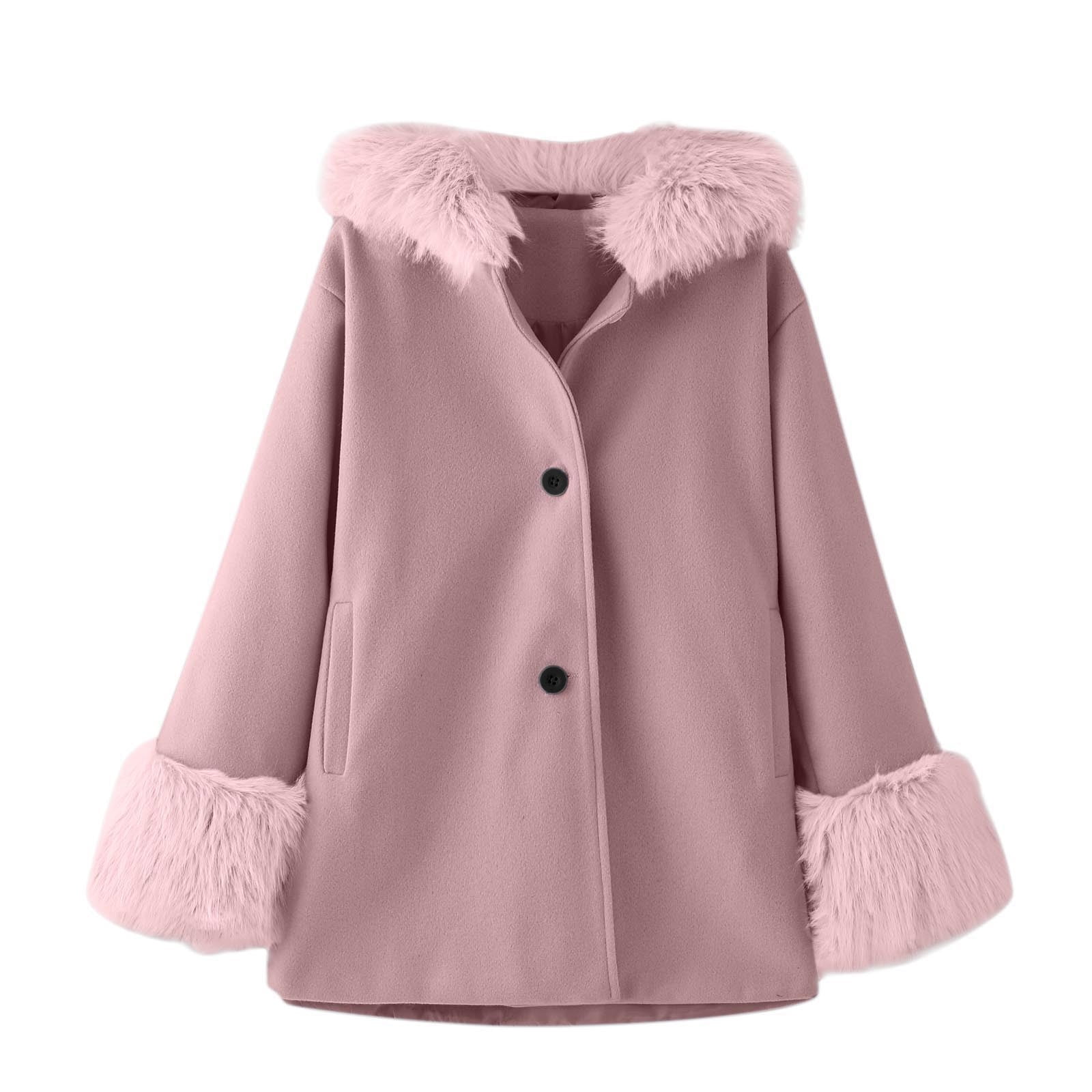 Dyfzdhu Wool Coats for Girls Winter Long Sleeve Trench Coat Fleece ...
