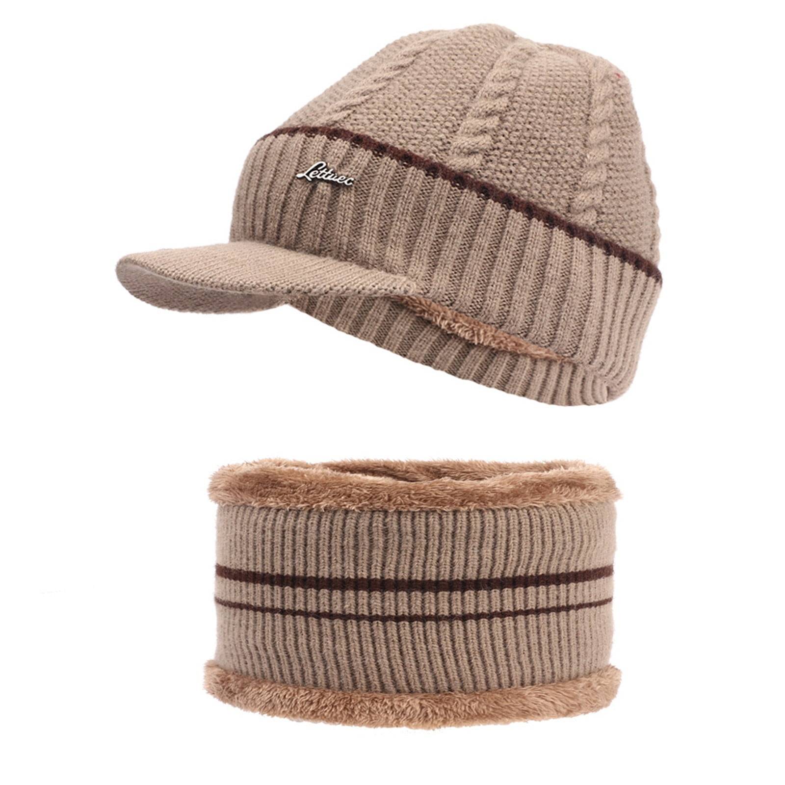 Dyfzdhu Woolen Cap Men Plus Velvet Hat Riding Warm Hood Knit Bib Suit ...