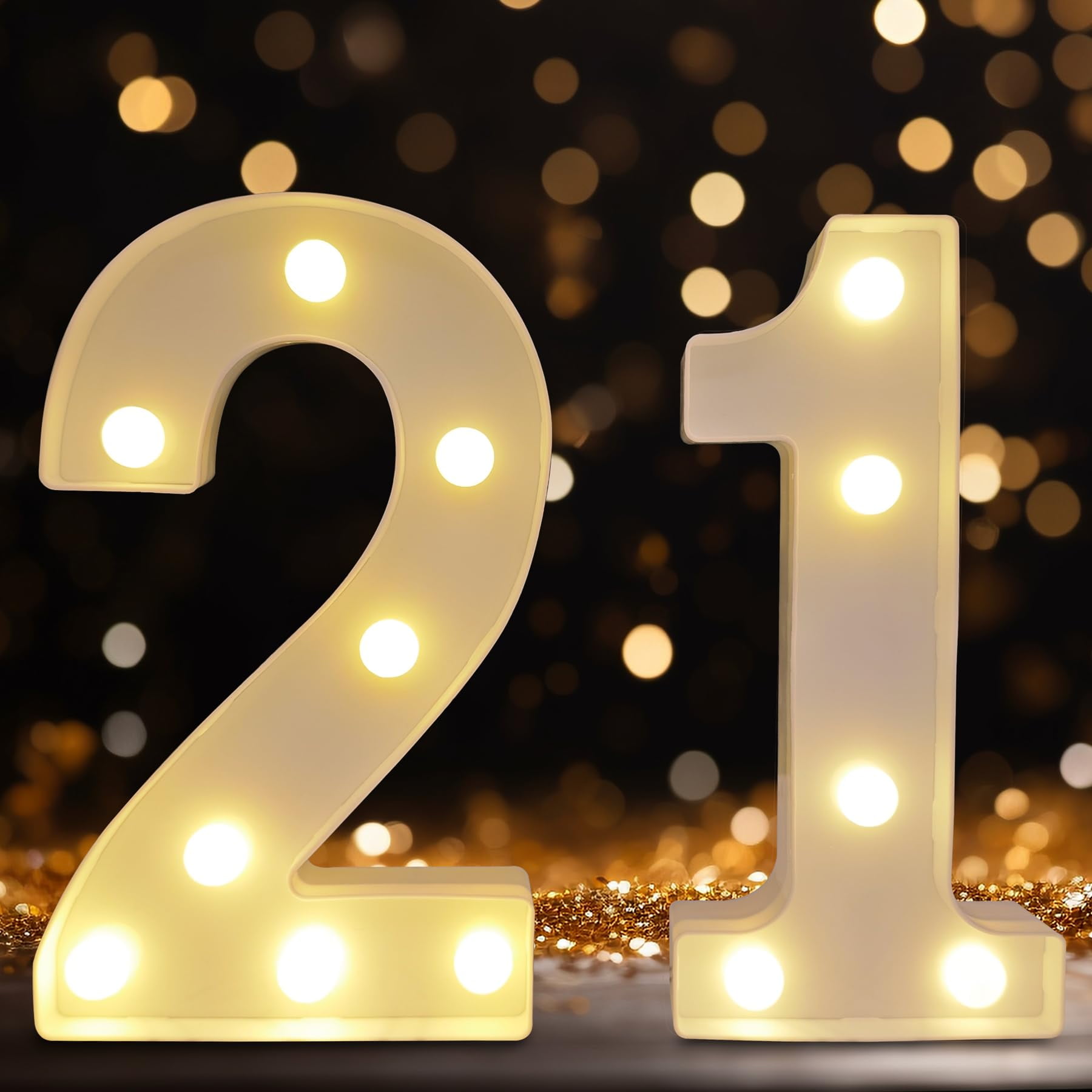 DyingSwan Led Light Up SSF20 Numbers, 21th Birthday Decorations Light ...