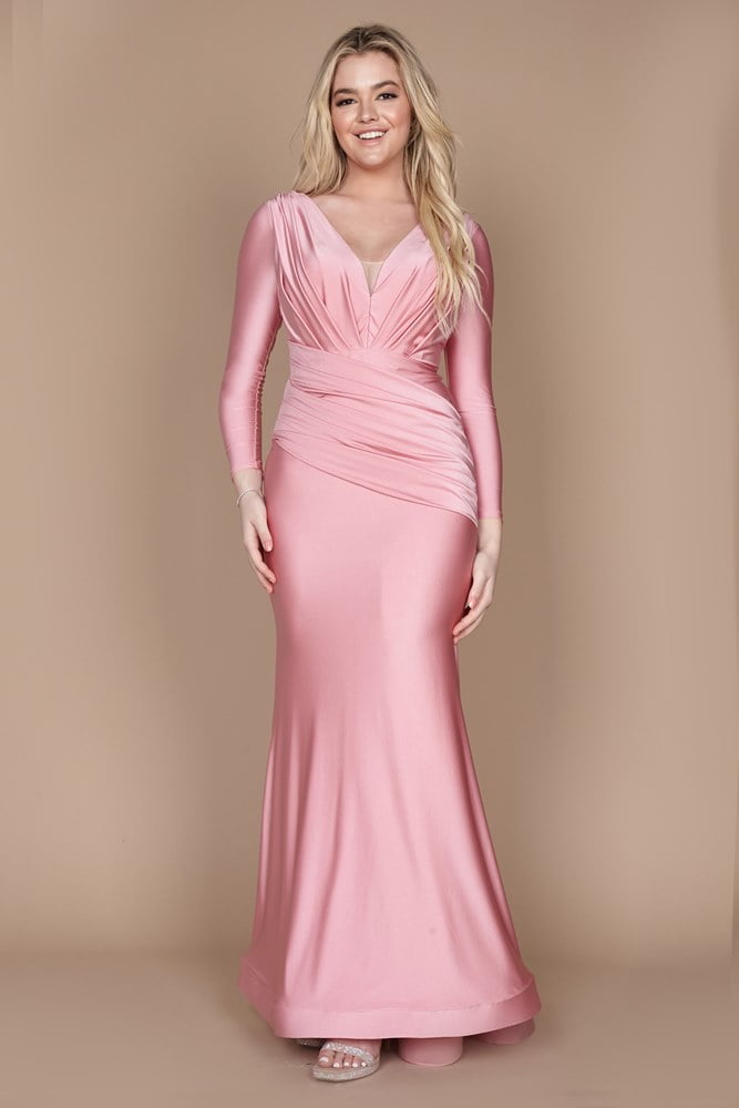 Dylan & Davids Long Sleeve Formal Fitted Evening Dress - Walmart.com