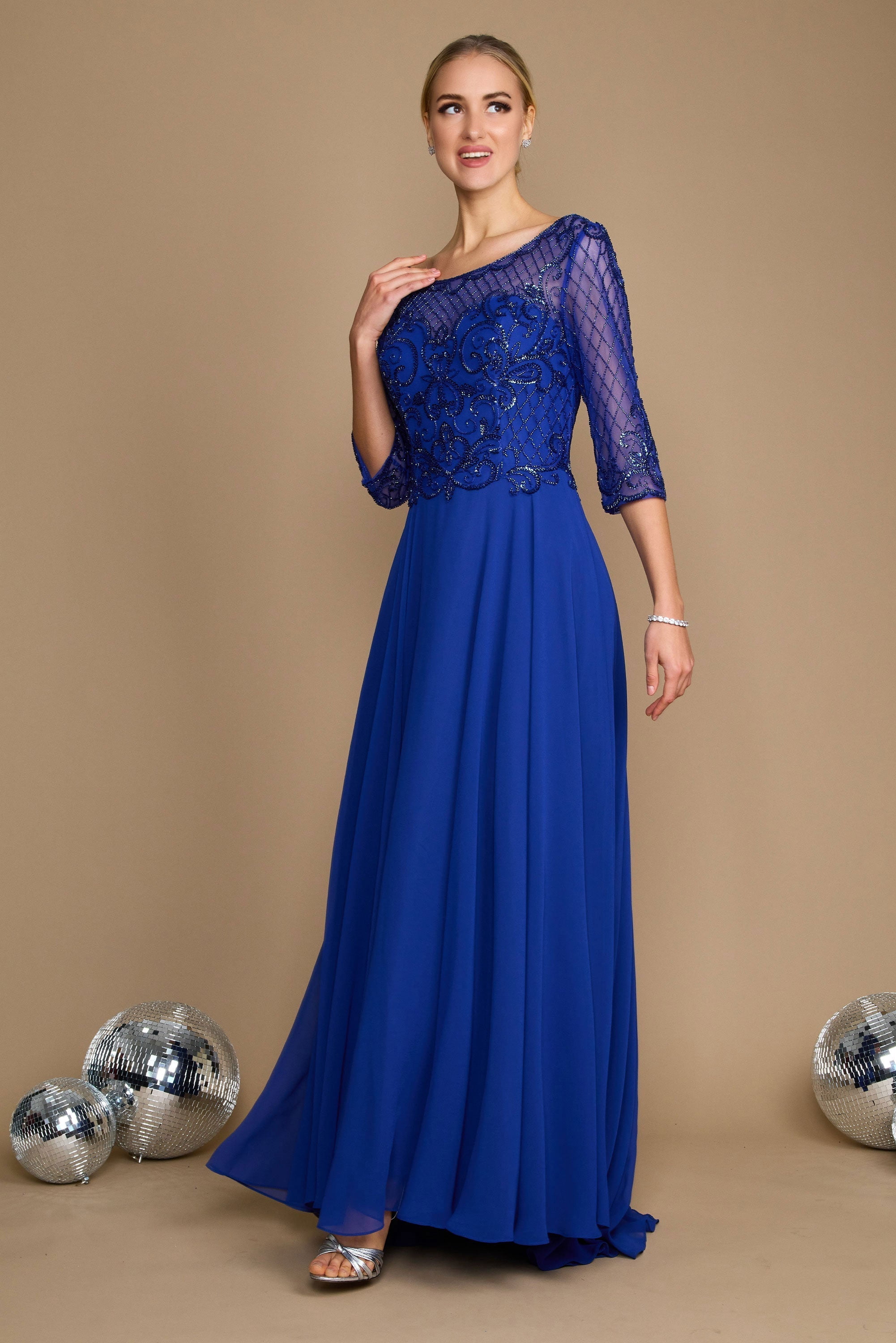 Dylan & Davids Long Sleeve Hand Beaded Mother of The Bride Dress ...