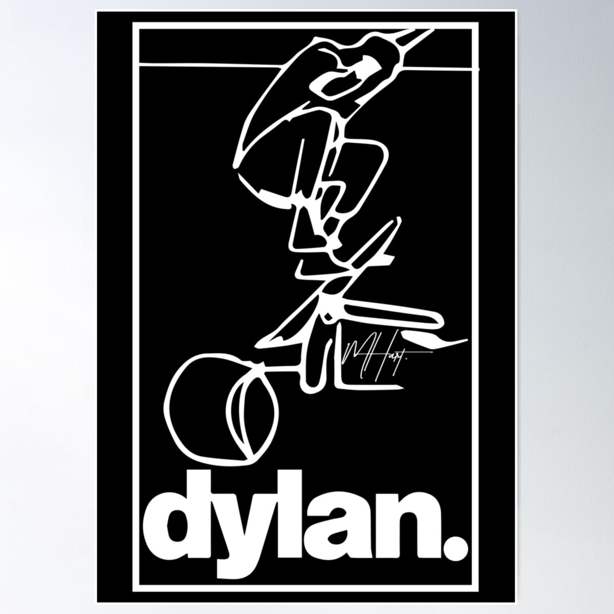 "Dylan Impossible" (White Lines) Poster Wall Art, Modern Wall Decor For ...