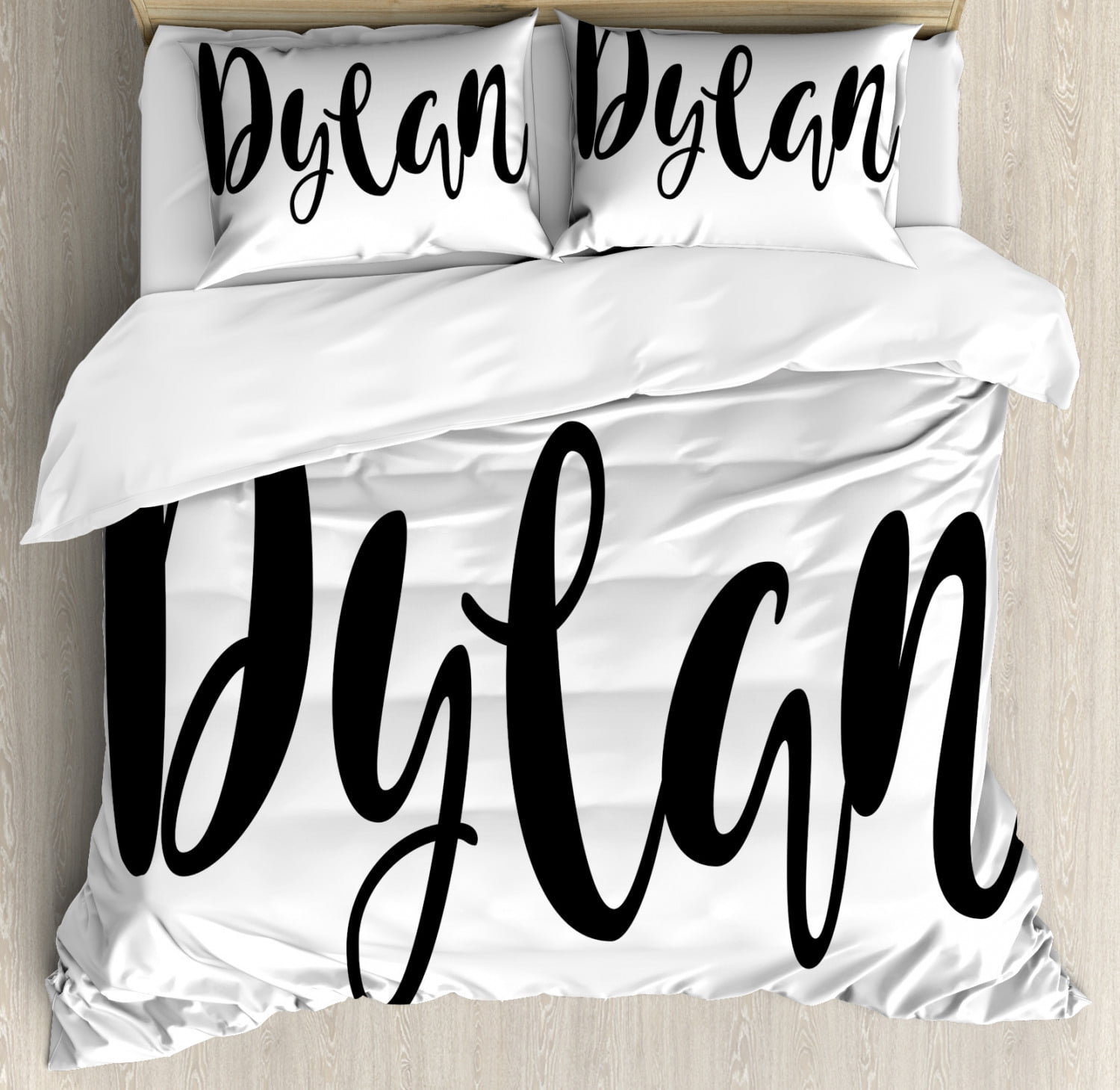 Dylan King Size Duvet Cover Set, Monochrome Arrangement of Letters ...