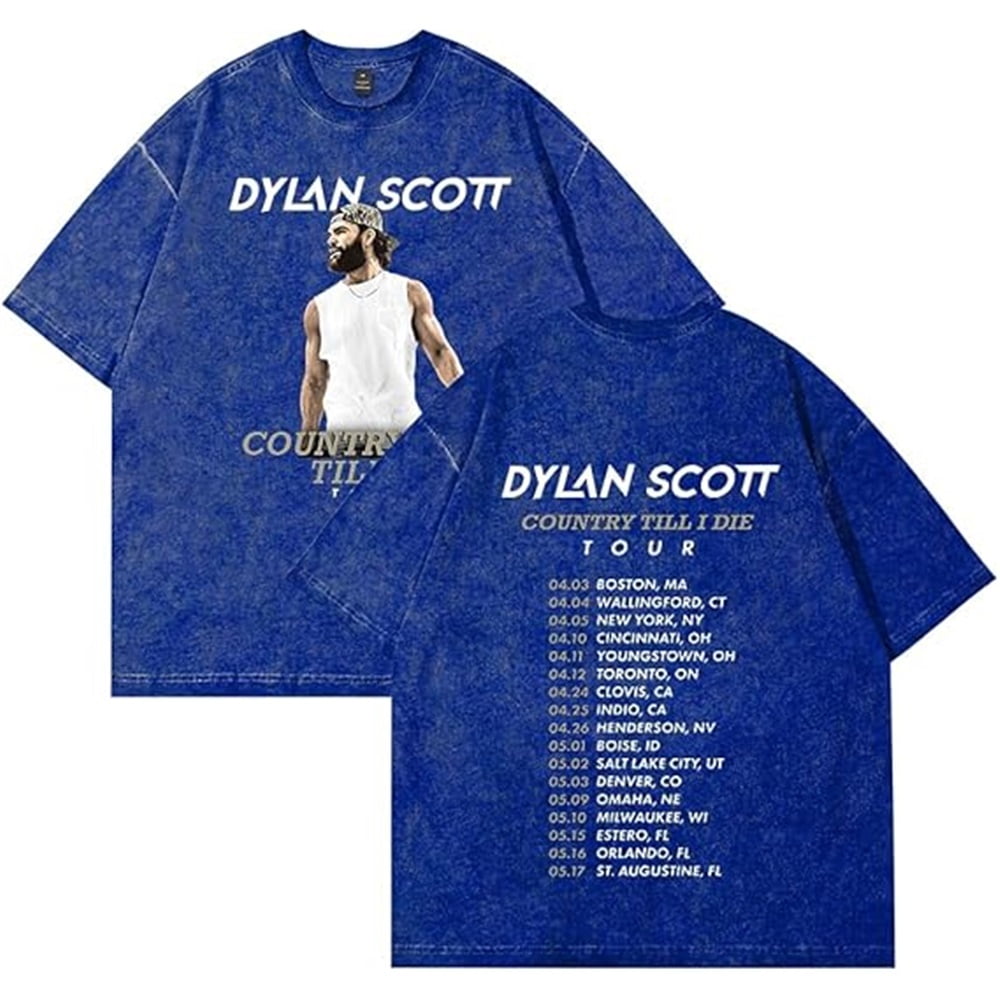 Dylan Scott Country Til I Die Tour Washed T-shirt cool round neck pure ...