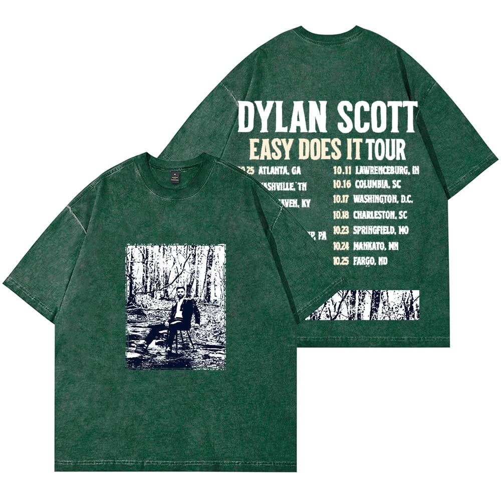 Dylan Scott Easy Does It Tour Vintage Wash T-Shirts Women Men Cotton ...