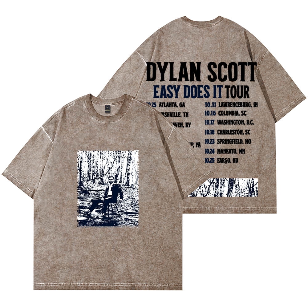 Dylan Scott Easy Does It Tour Vintage Wash T-Shirts Women Men Cotton ...